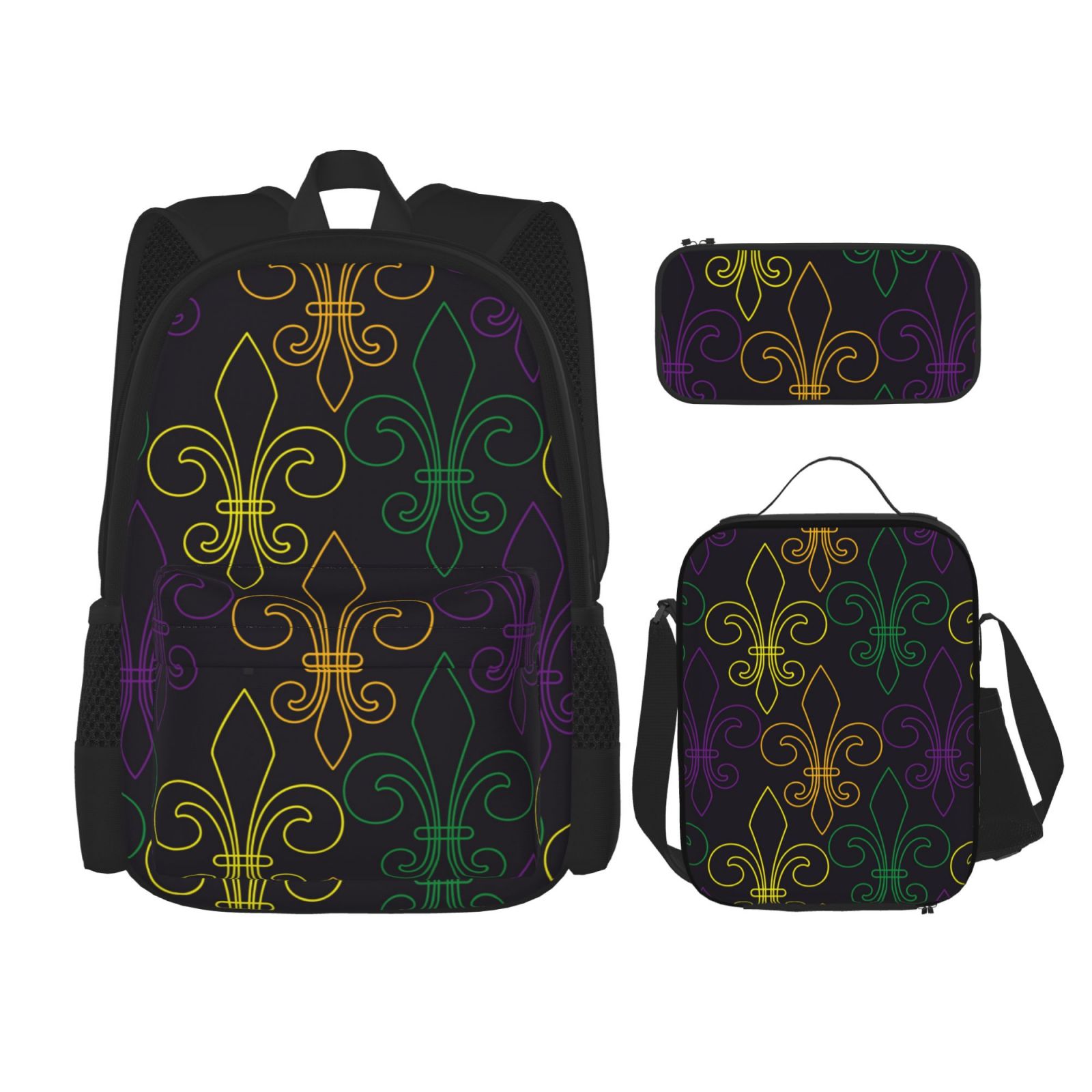 Easygdp Mardi Gras Carnival Backpack for Boys and Girls with Lunch Box ...
