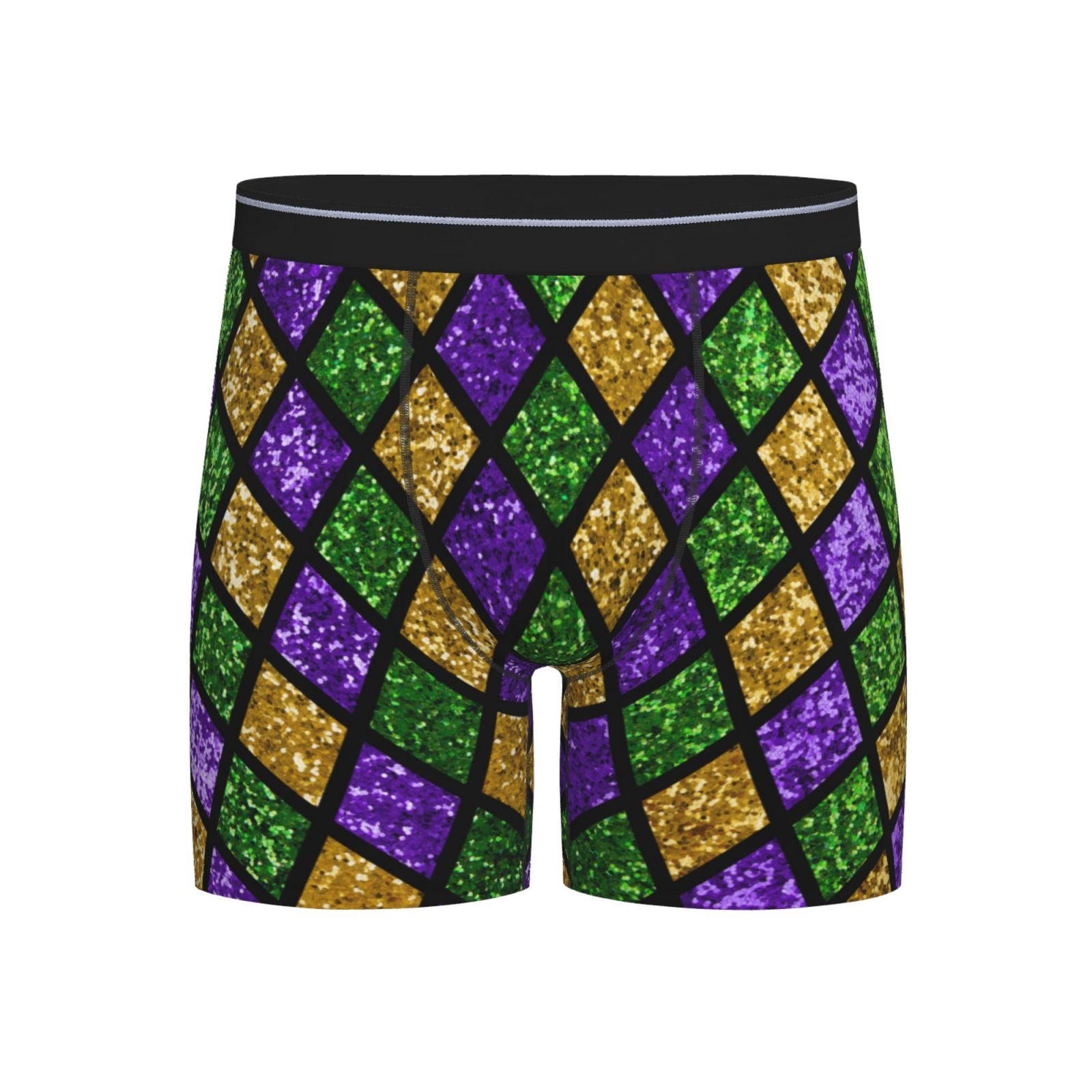 Easygdp Mardi Gras Shiny Green Purple Men's Boxer Briefs Men’s ...