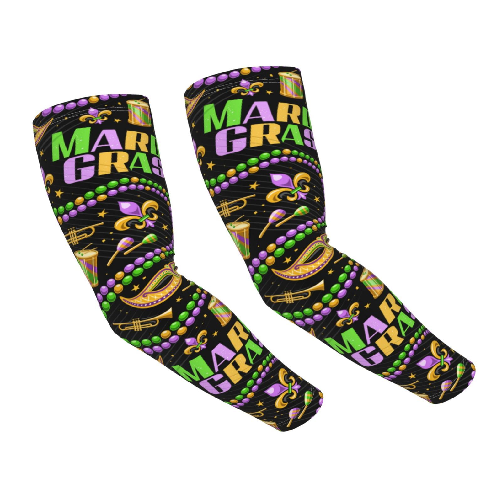 Easygdp Mardi Gras3 Adult Ice Silk Sunscreen Arm Cover with Thumbhole ...