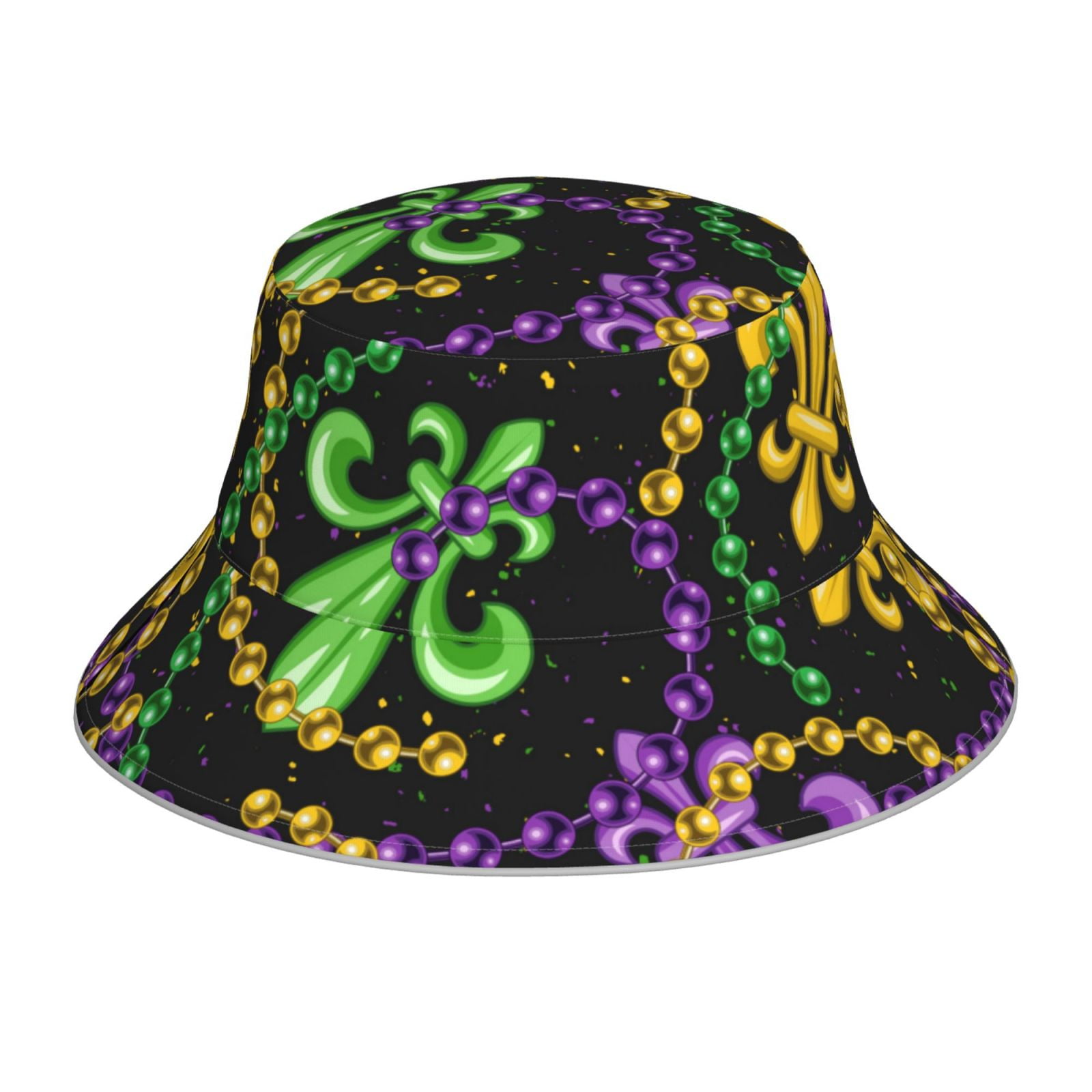 Easygdp Mardi Gras6 Double-Sided Reflective Fisherman Hat,Sun Visor ...