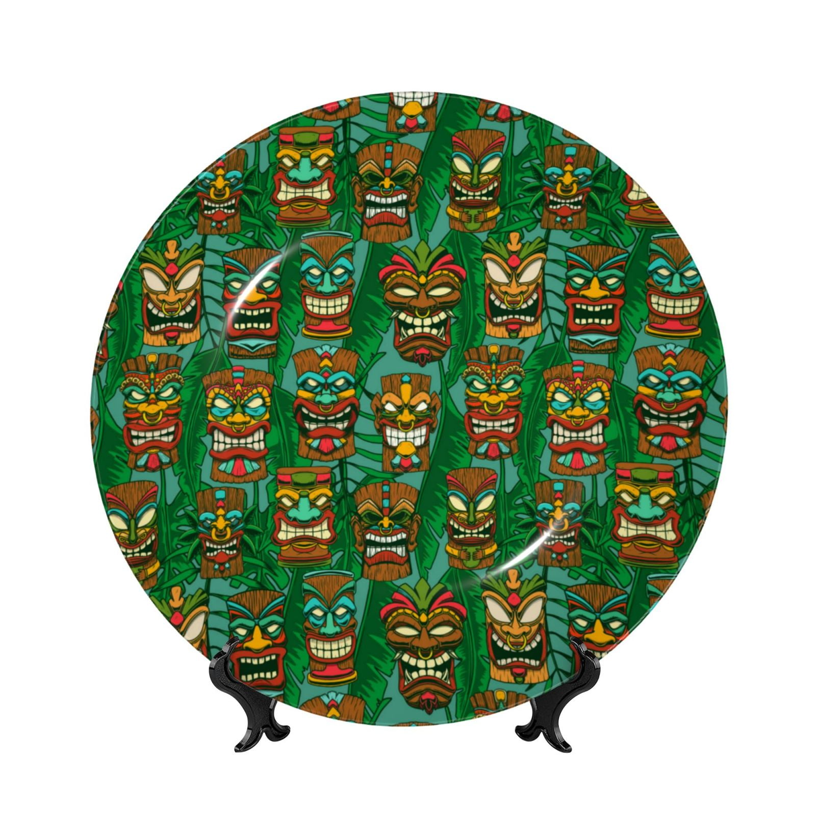 Easygdp Mask And Palm Leaves Bone China Decorative Plate Ceramic Dinner ...
