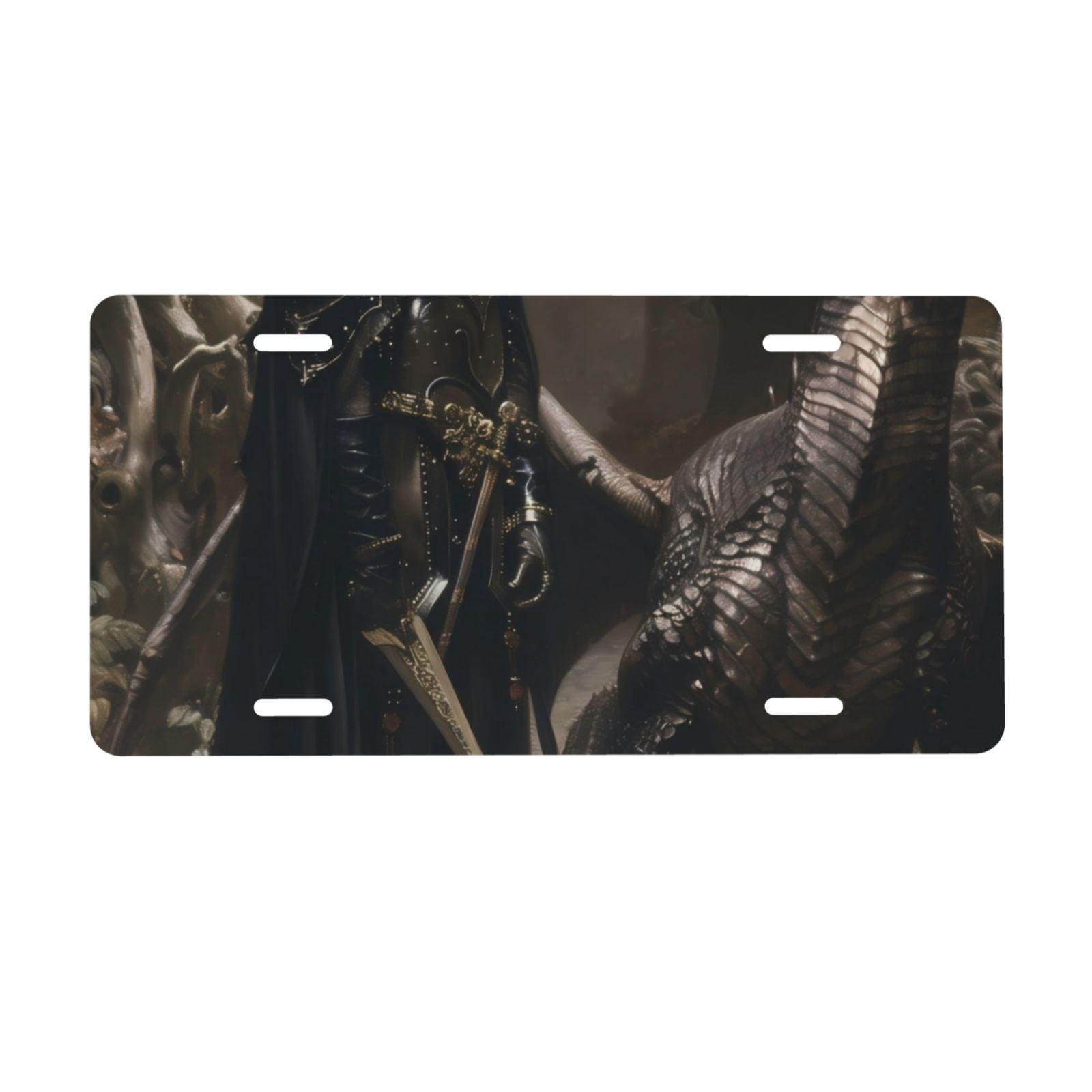 Easygdp Medieval Knight And Dragon License Plate Car Front License ...