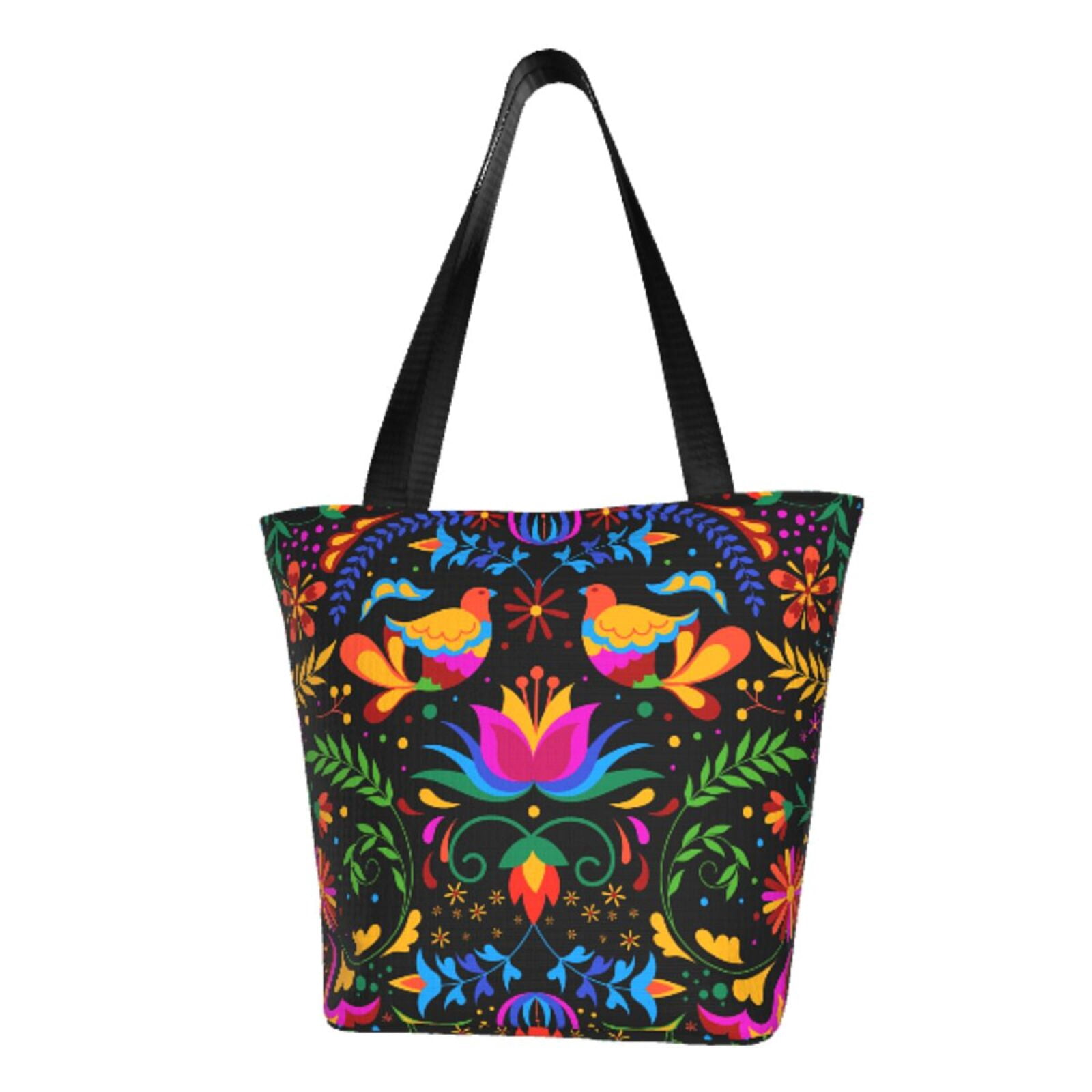 Easygdp Mexican Flower Traditional1 Stylish Canvas Handbag Shoulder ...