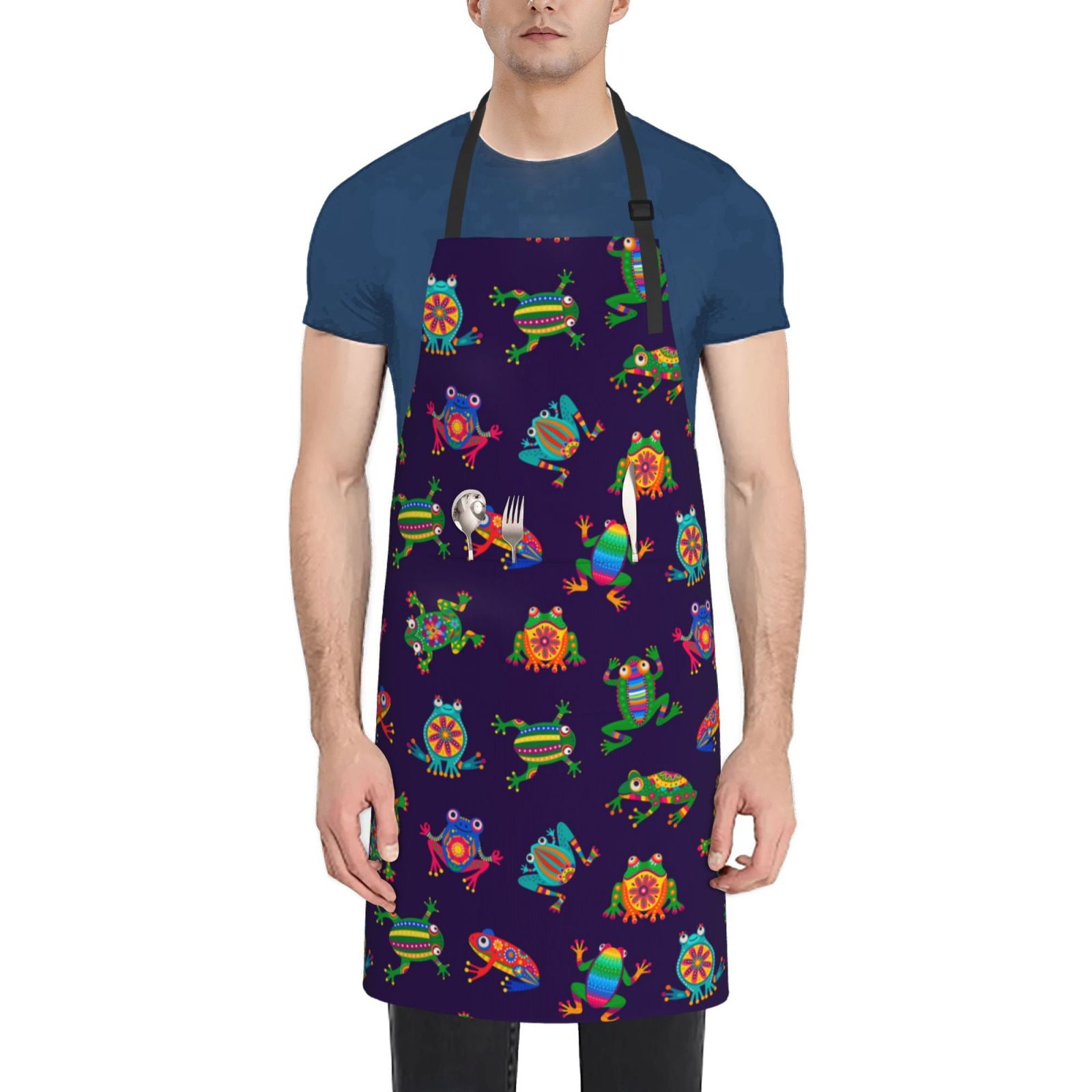 Easygdp Mexican Frogs Waterproof Apron with Pockets Adjustable Cooking ...