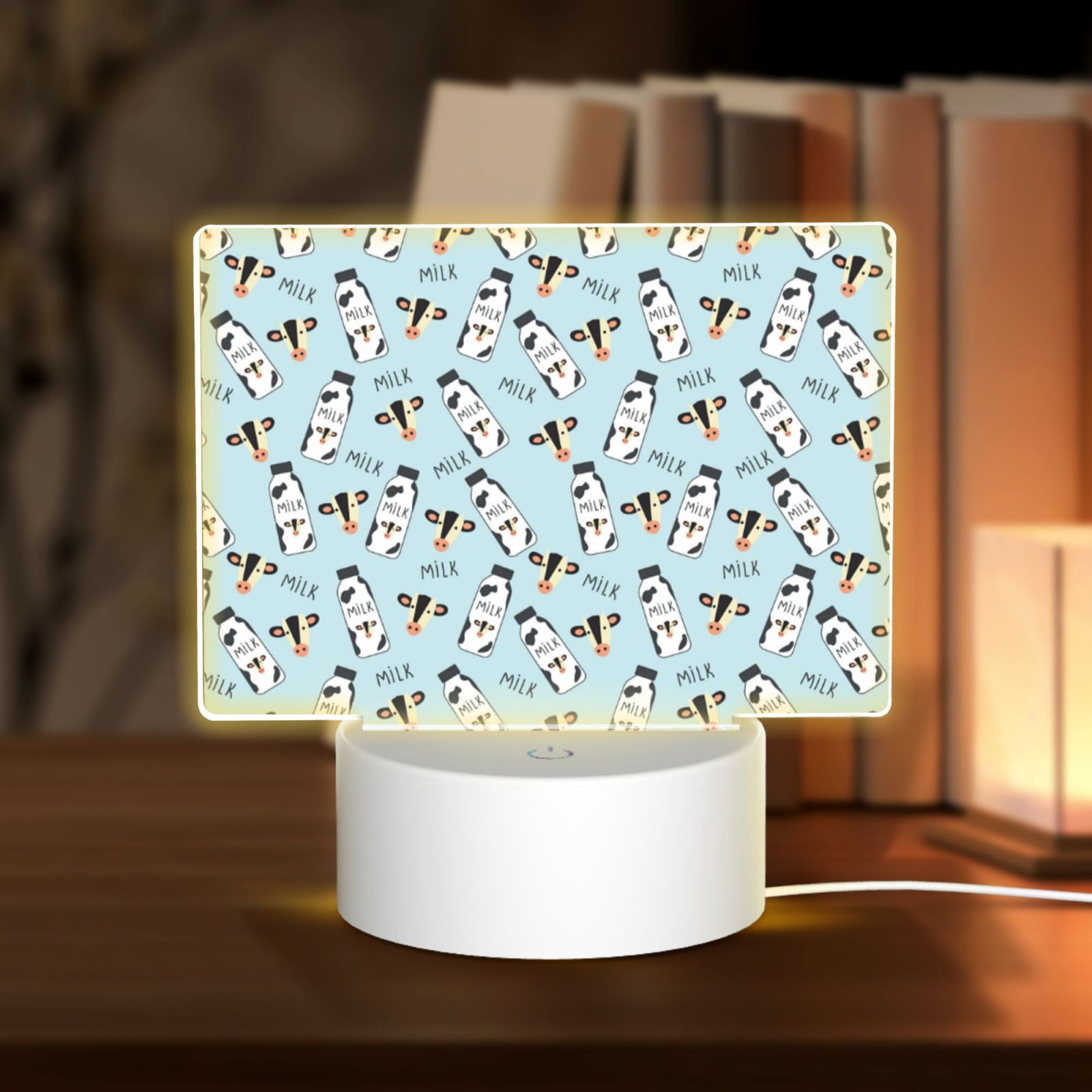 Easygdp Milk Bottles And Cow Head Rectangular Acrylic Night Light ...