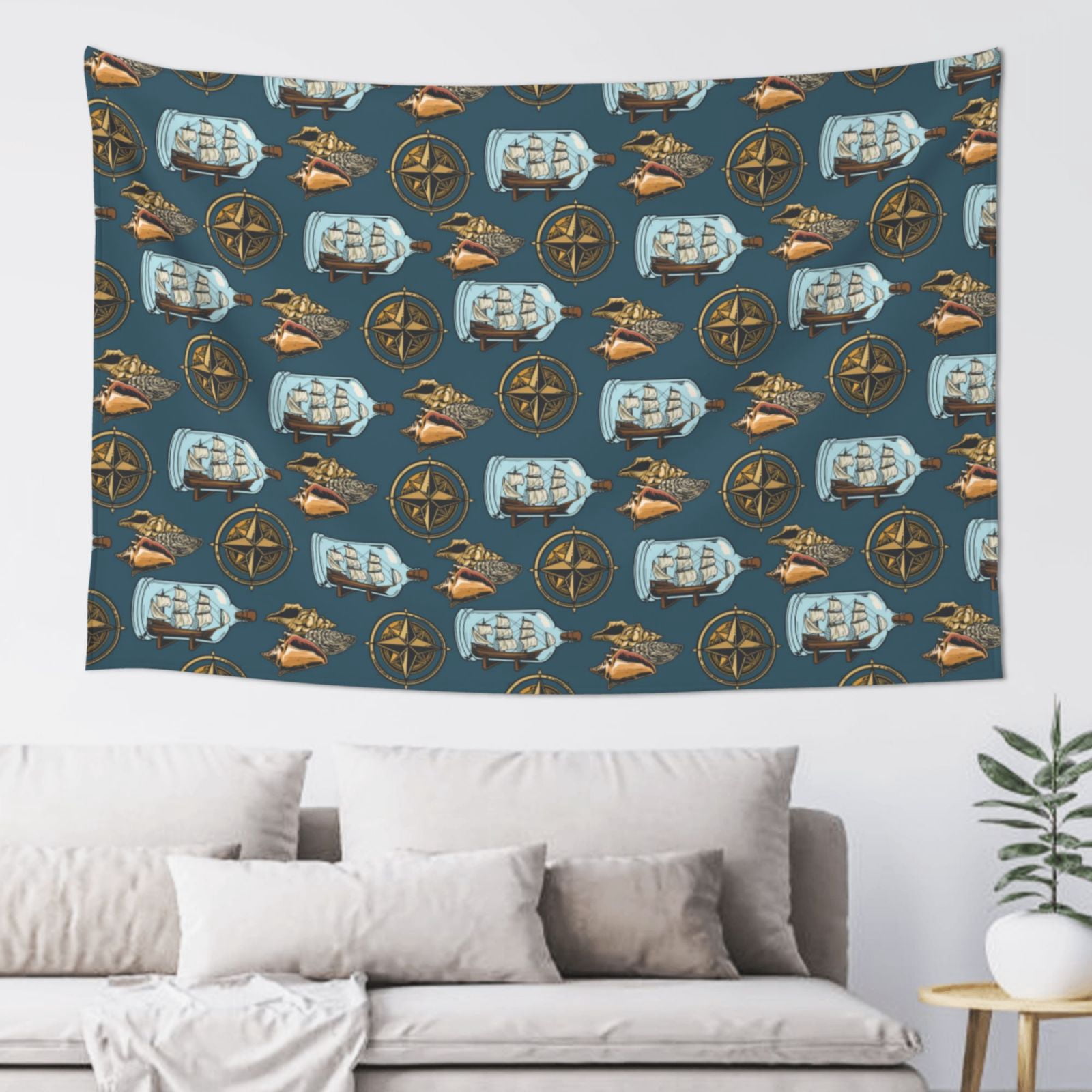 Easygdp Miniature Ship In Bottle Tapestry Wall Hanging, Wall Tapestries ...