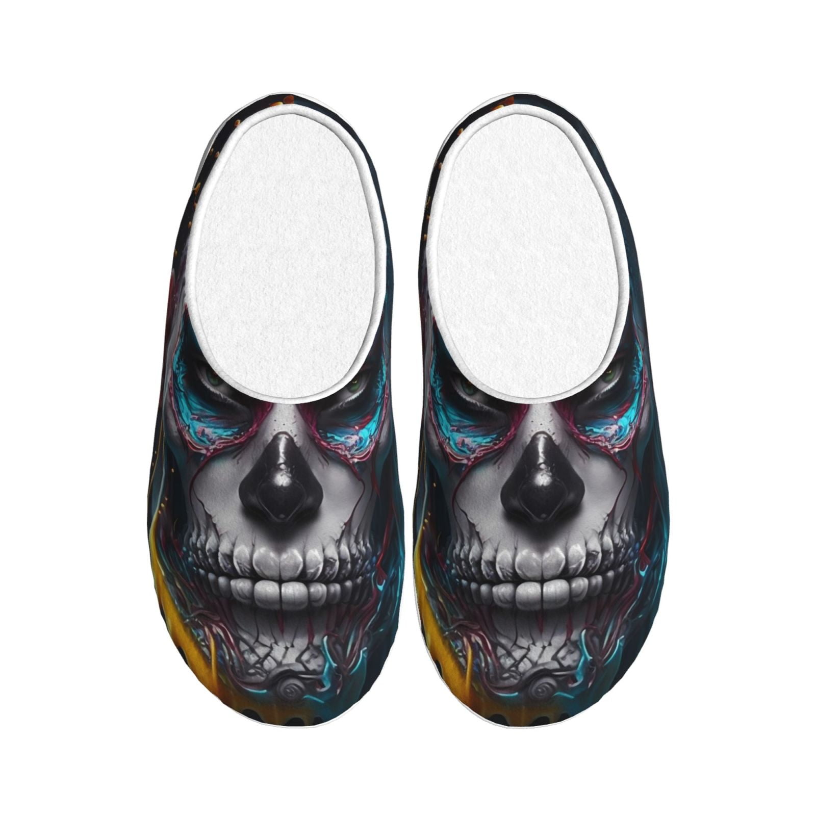 Easygdp Modern Abstract Colorful Skull Slippers for Women Mens Winter ...