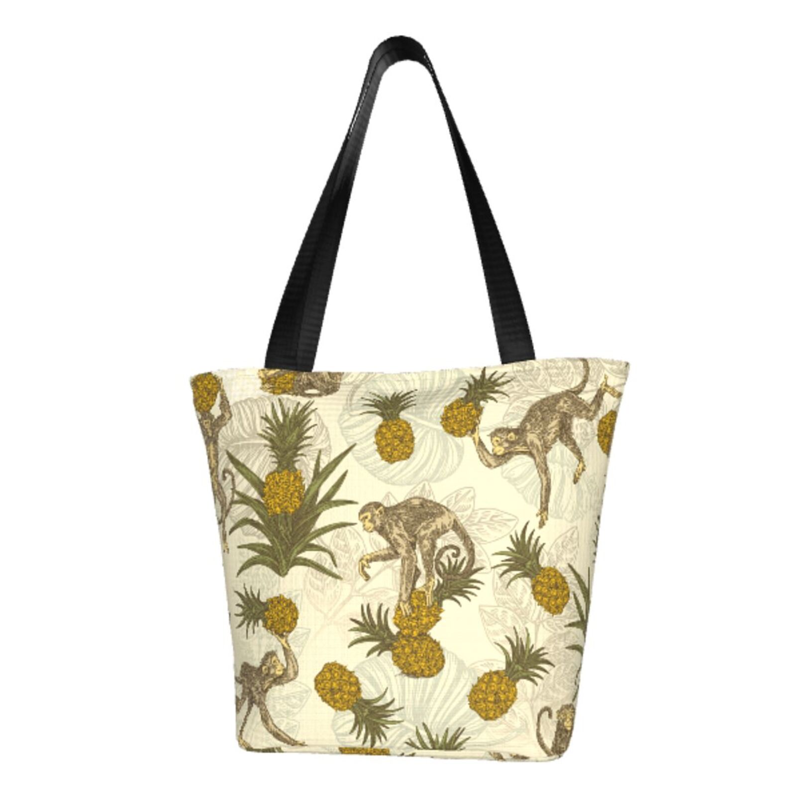 Easygdp Monkeys and Pinealpples Stylish Canvas Handbag Shoulder Tote ...