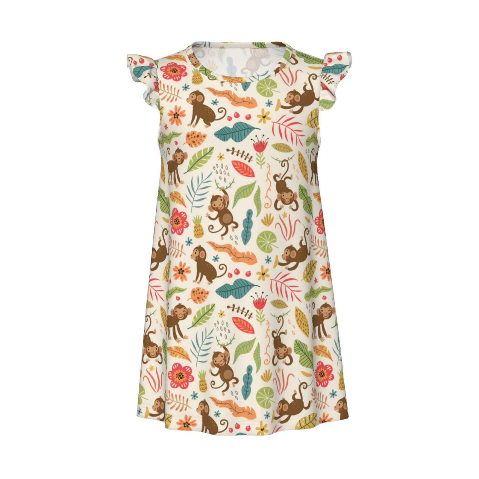 Easygdp Monkeys in the Jungle Girls Pajamas Dress, Princess Nightgown ...