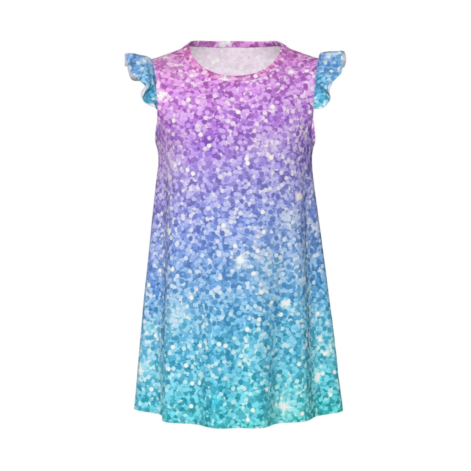 Easygdp Multicolor Glitter Girls Pajamas Dress, Princess Nightgown for ...