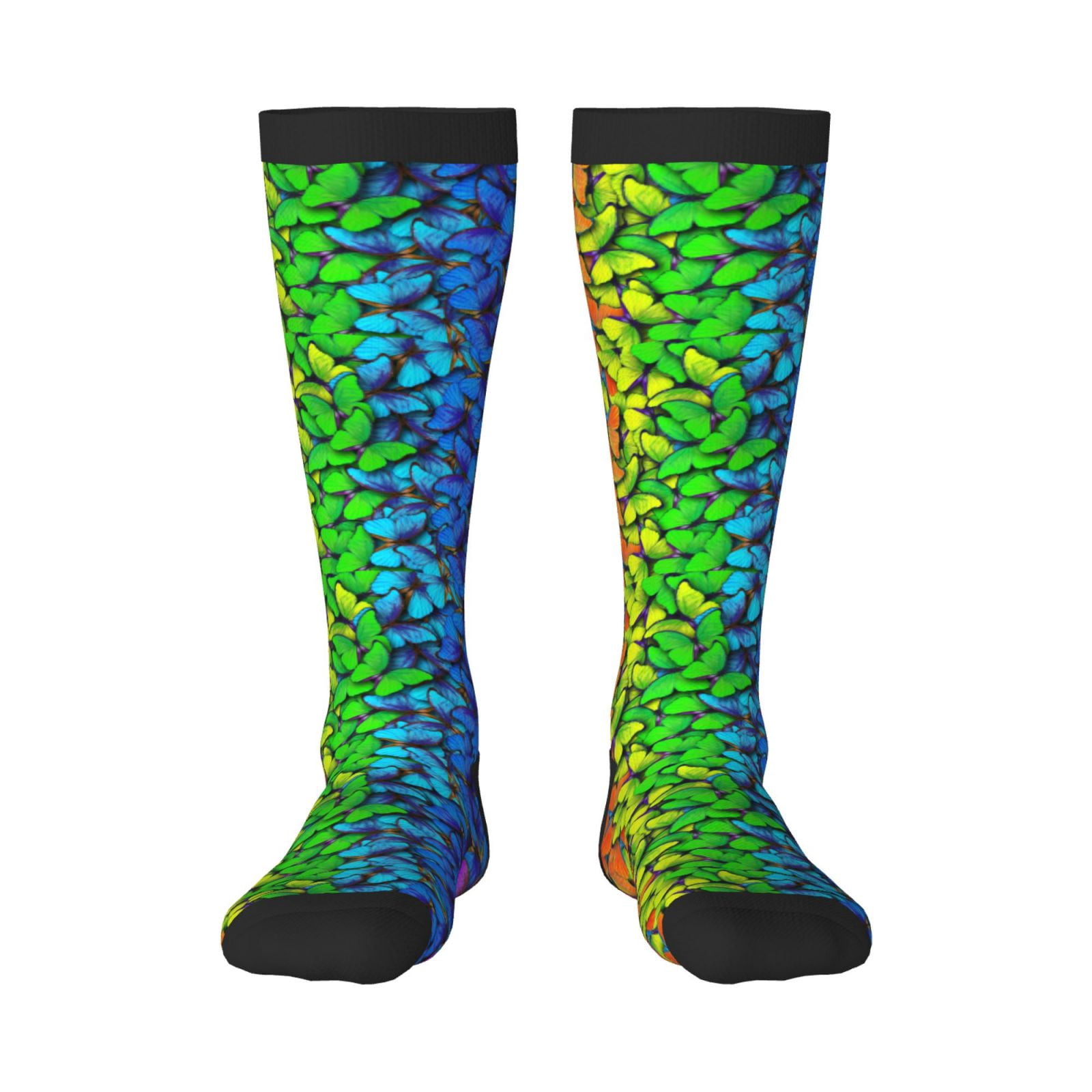 Easygdp Multicolored Butterflies Soccer Socks Sport Knee High Socks ...