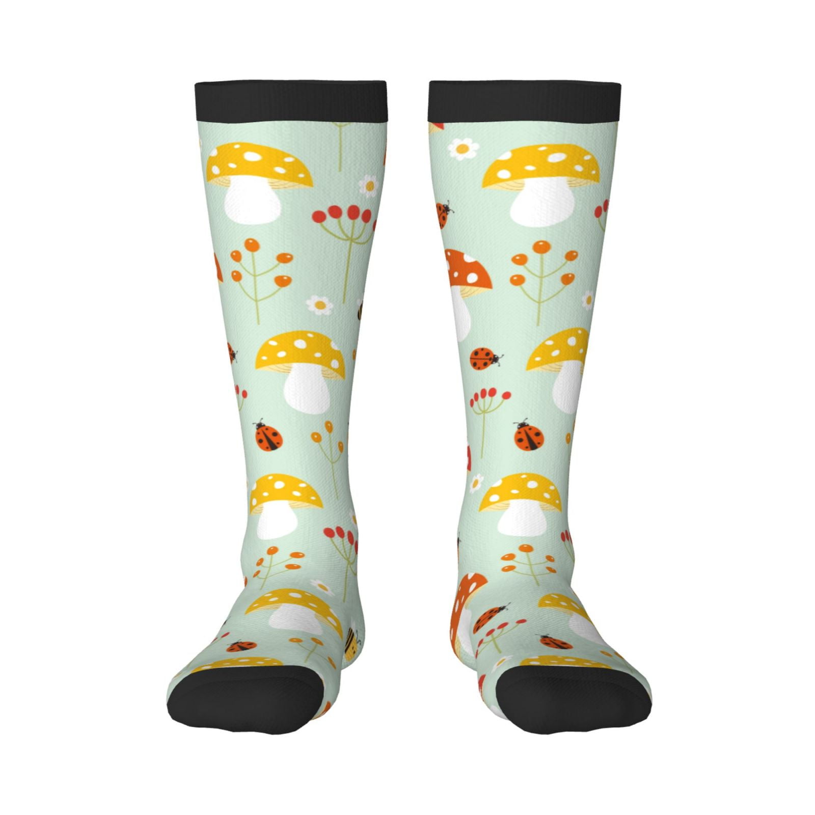 Easygdp Mushroom Bee Soccer Socks Sport Knee High Socks Calf ...