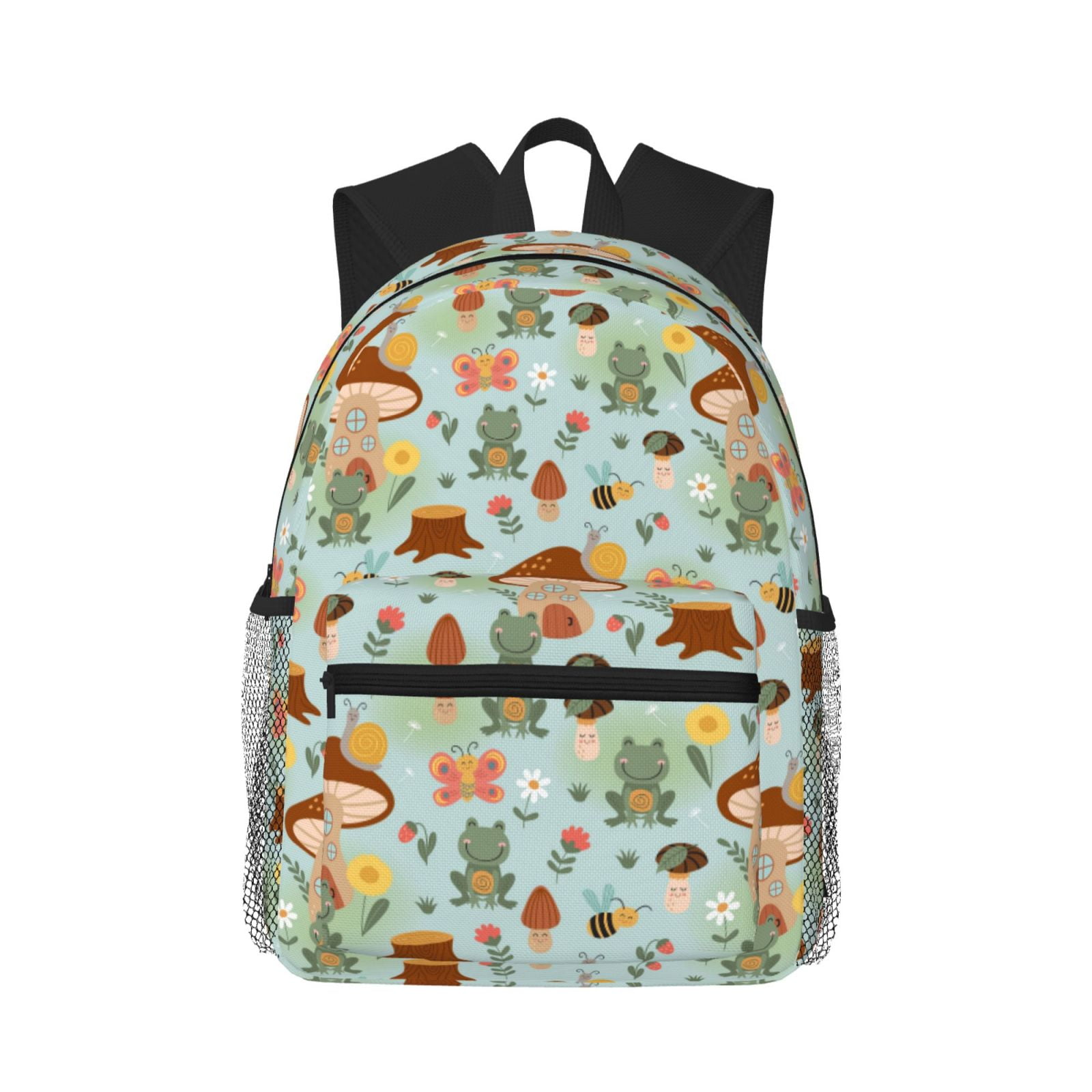 Easygdp Mushroom House Insect Frog Casual Laptop Backpack, Backpack for ...