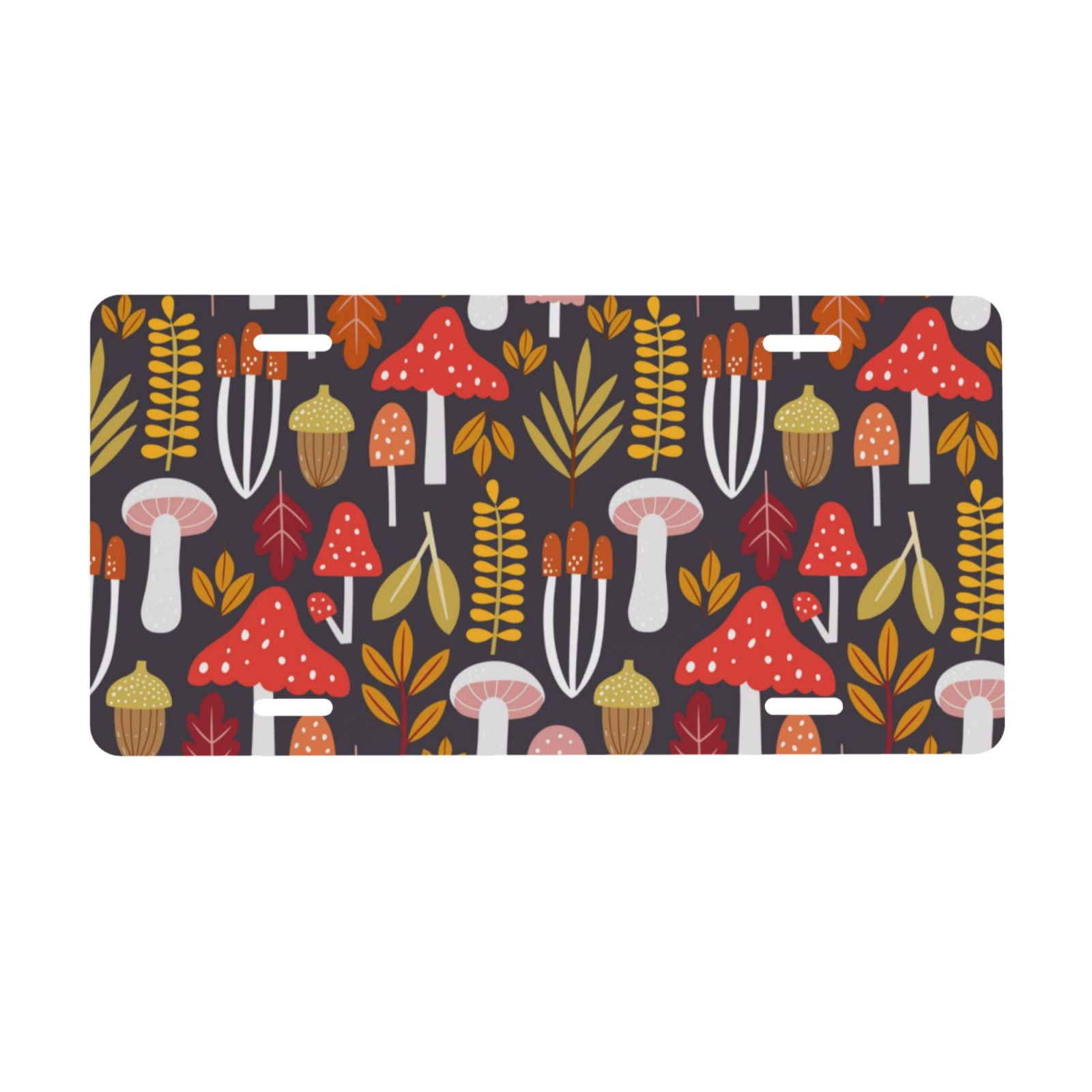 Easygdp Mushrooms And Leaves License Plate Car Front License Plate Car ...
