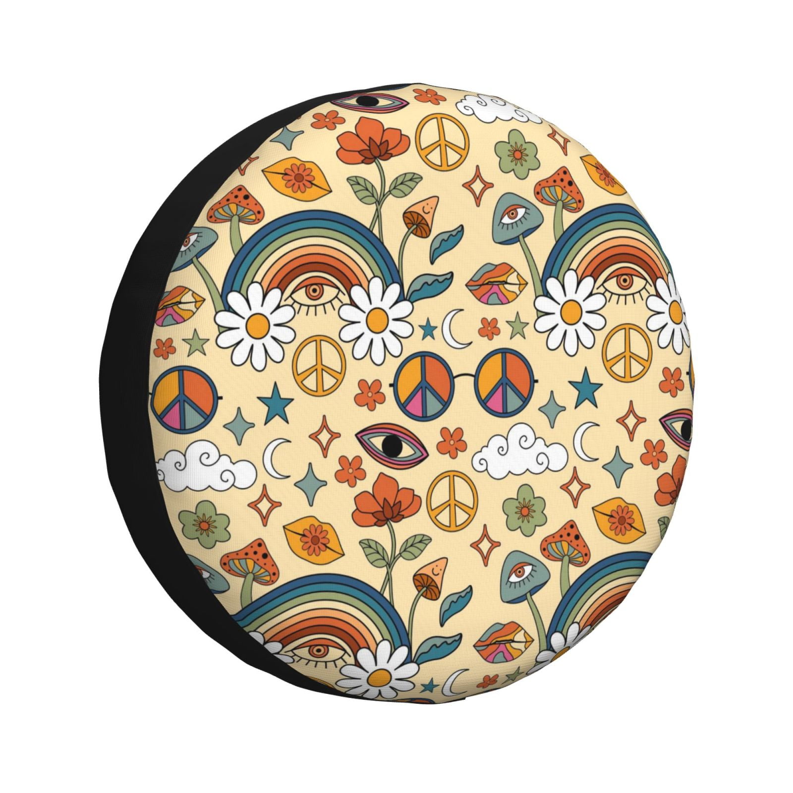 Easygdp Mushrooms And Rainbows Peace Wheel Sun Guard, Spare Tire Cover ...
