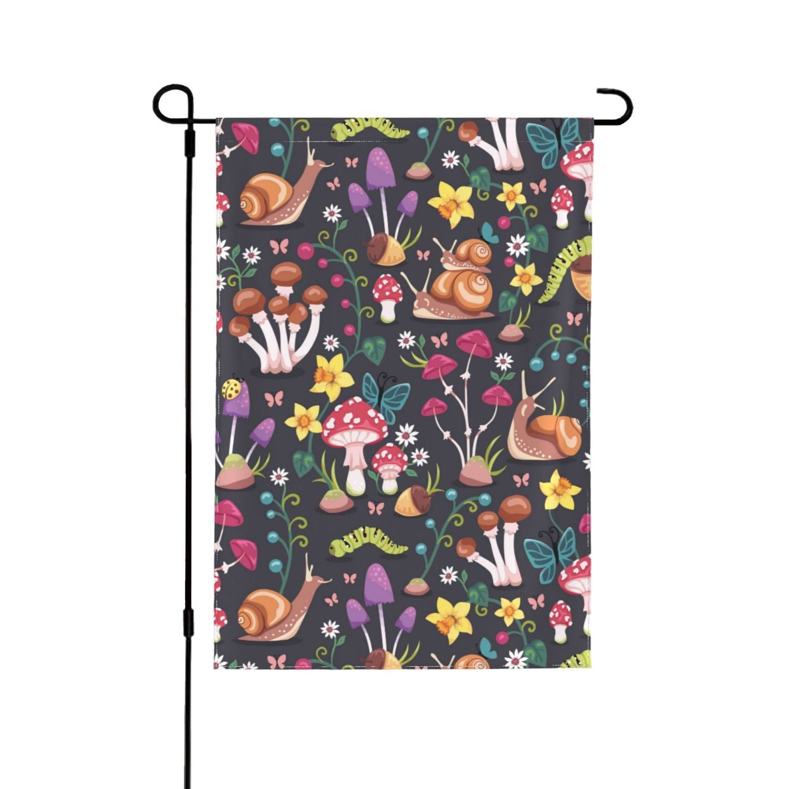 Easygdp Mushrooms Snails Butterflies Garden Flag Yard Flag Welcome Flag ...