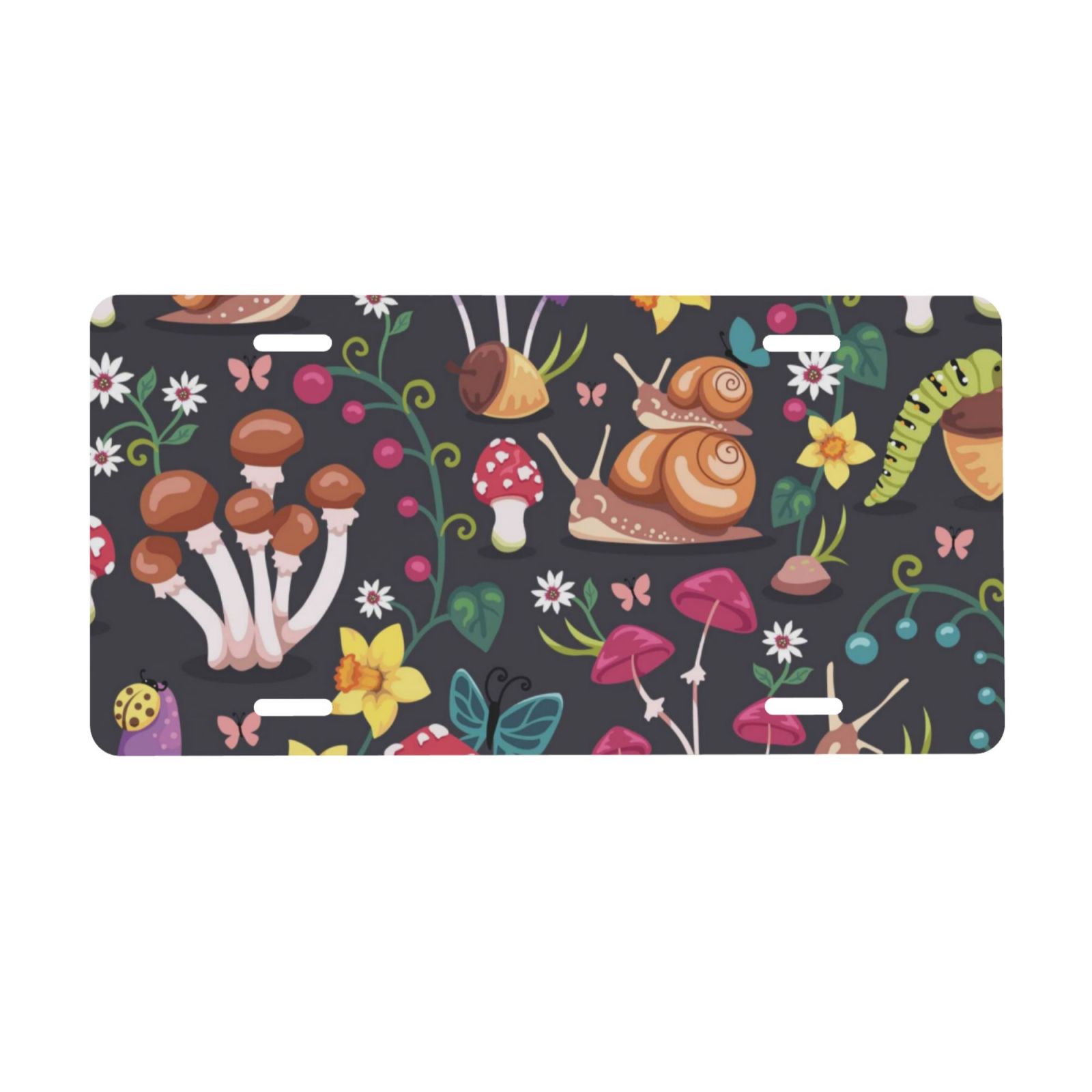 Easygdp Mushrooms Snails Butterflies License Plate Car Front License ...
