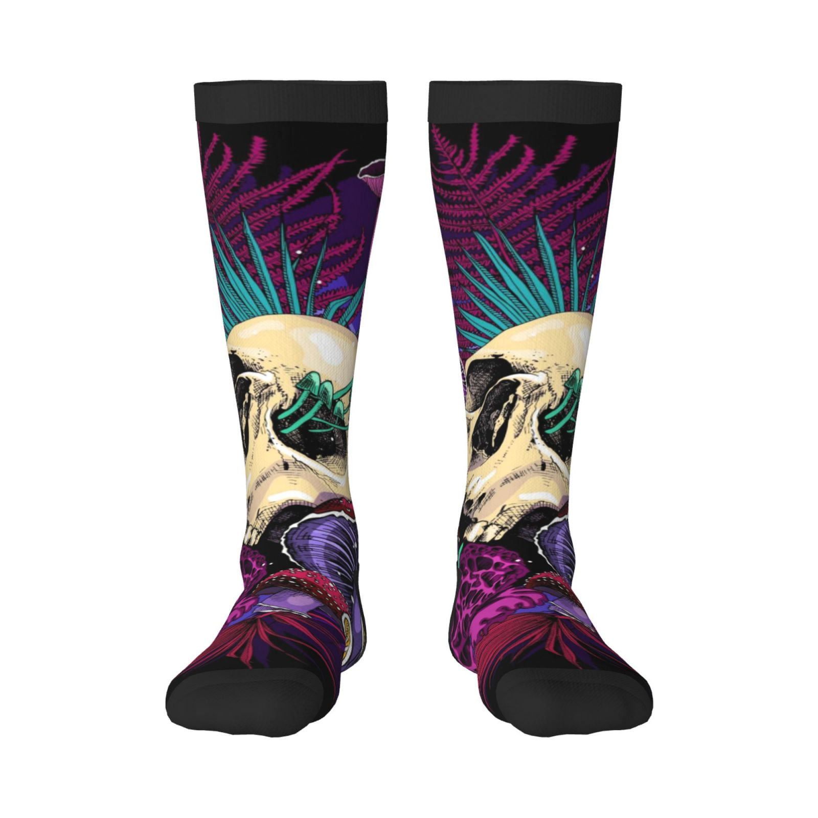 Easygdp Mushrooms and Skull Soccer Socks Sport Knee High Socks Calf ...