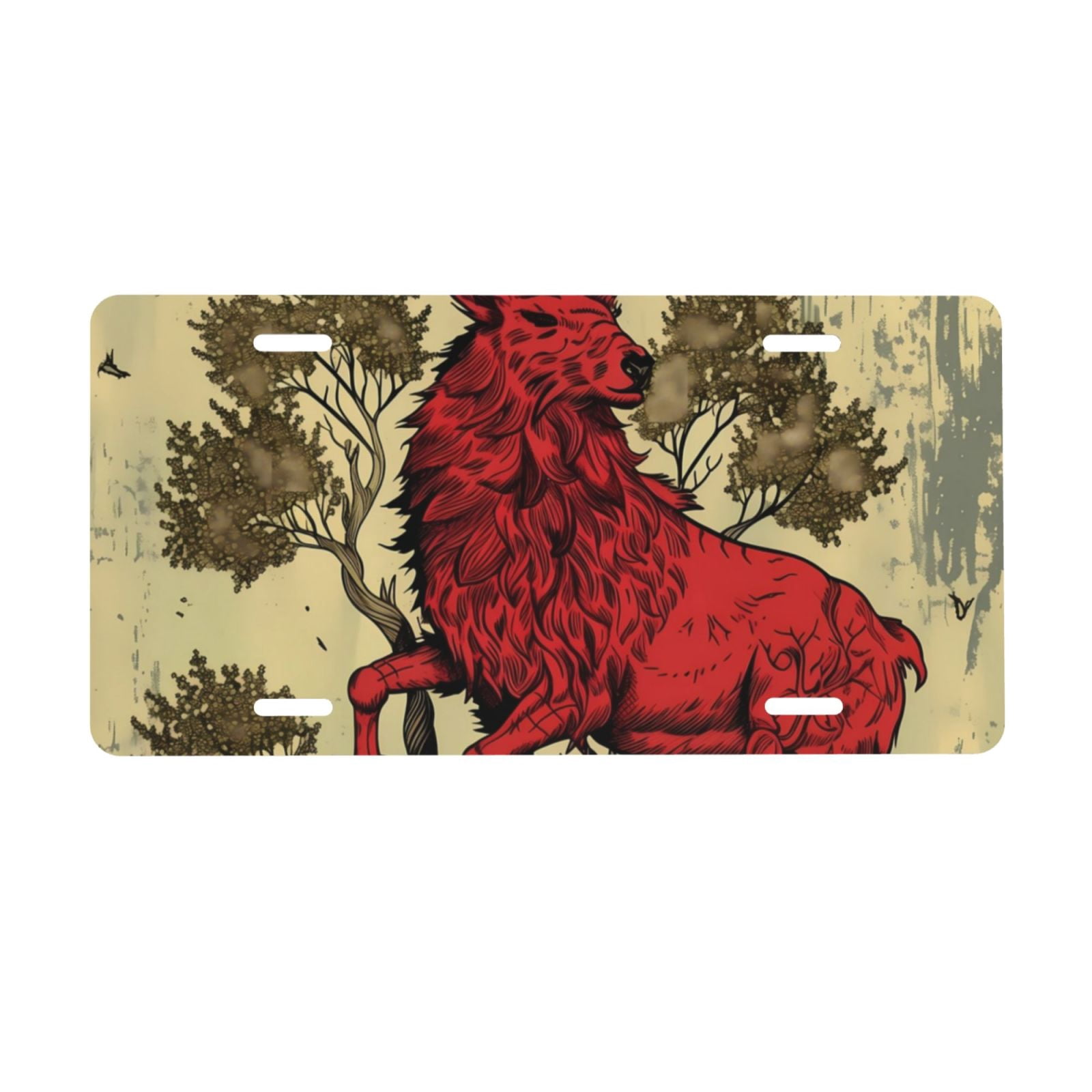 Easygdp Mythical Red Stag Illustration License Plate Car Front License ...