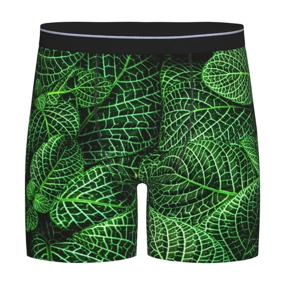 Easygdp Natural Green Leaves Men's Boxer Briefs Men’s Underwear Boxer ...