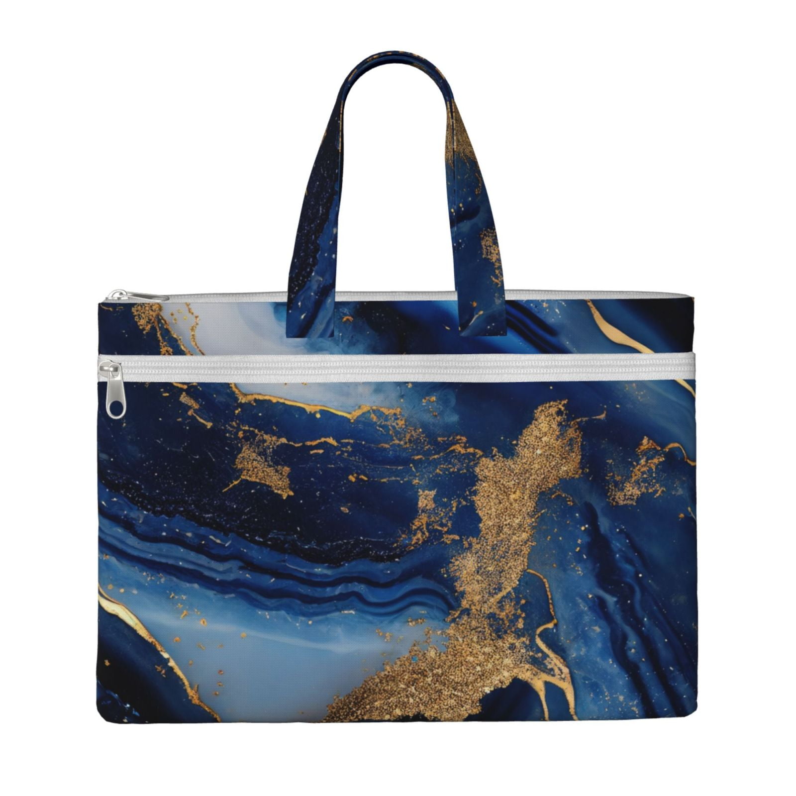 Easygdp Navy Blue Marble Canvas Document Bag File Bag Handle Business ...