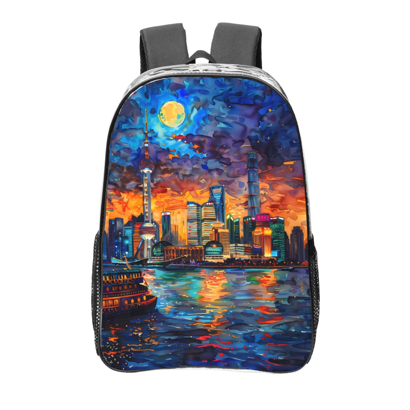 Easygdp Neon Shanghai Cityscape Night Clear Backpack, Transparent ...