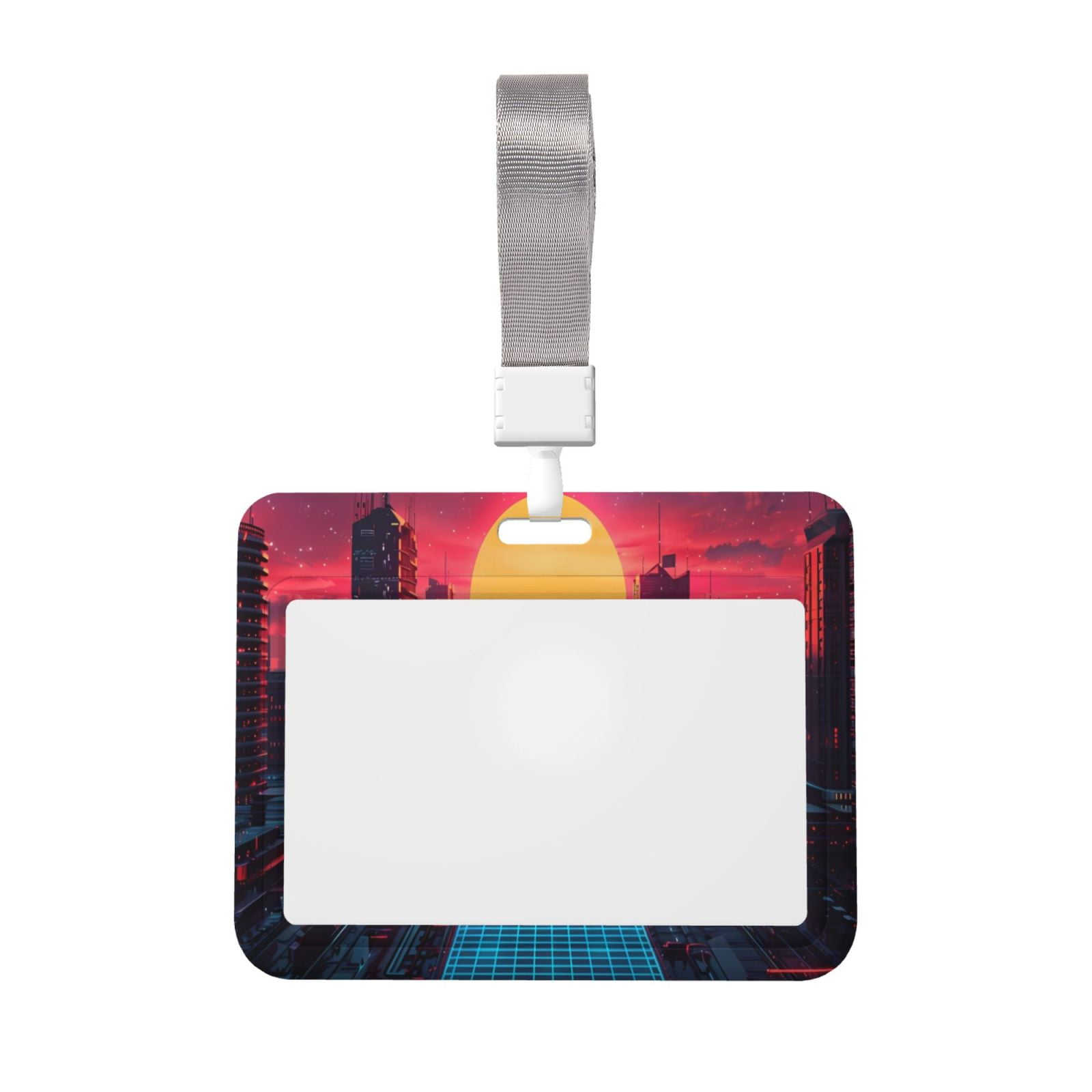 Easygdp Neon Sunset Cyberpunk Cityscape Card Badge Holder Work Badge ...