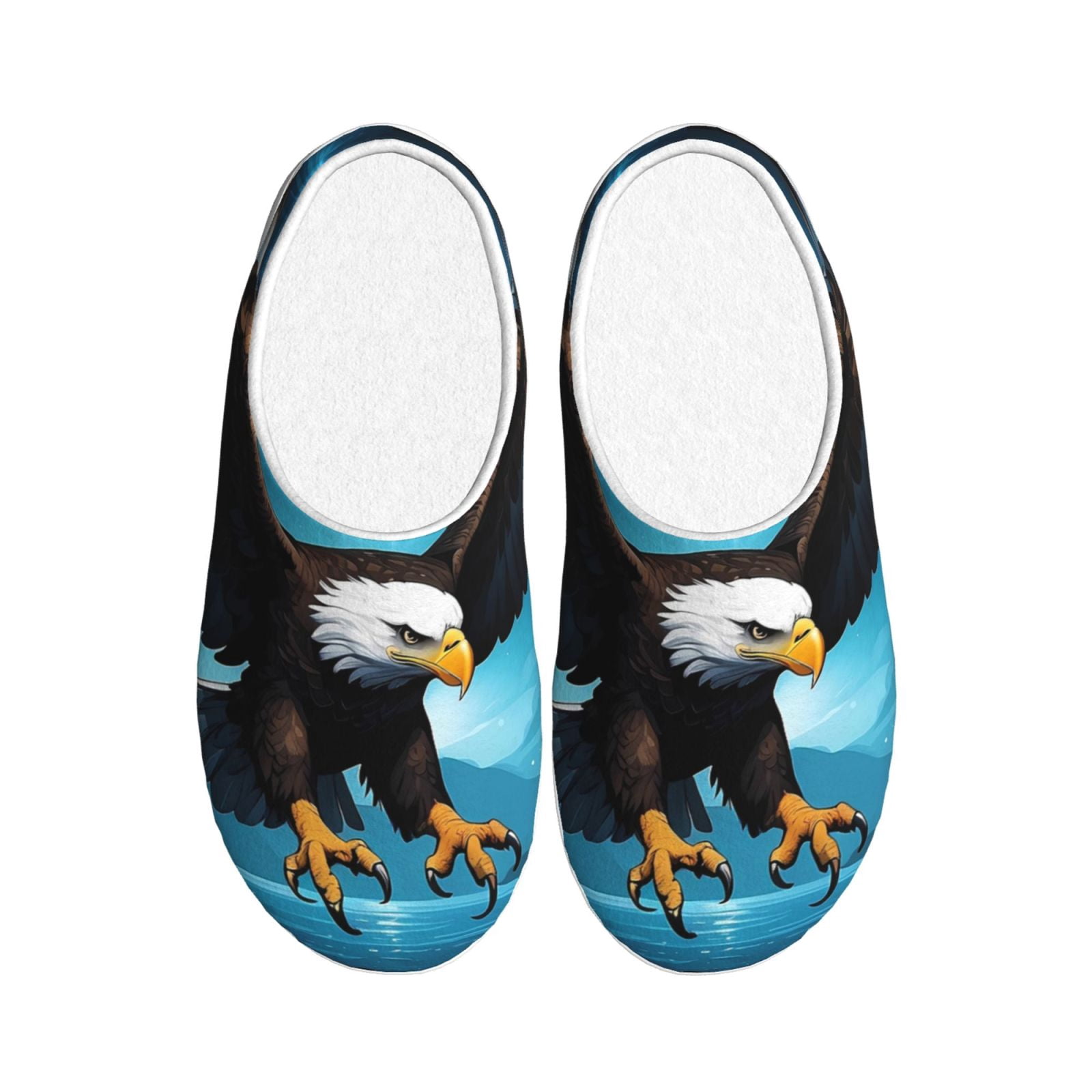 Easygdp Night Sky Forest Bald Eagle Slippers for Women Mens Winter Warm ...