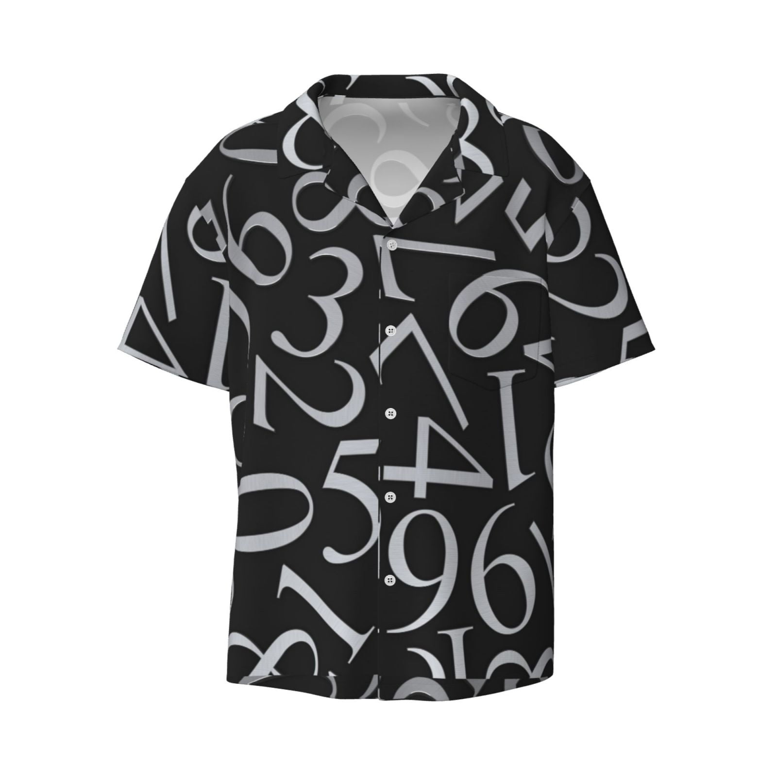 Easygdp Numbers Men's Casual Short-sleeved Shirt with Pocket and Button ...