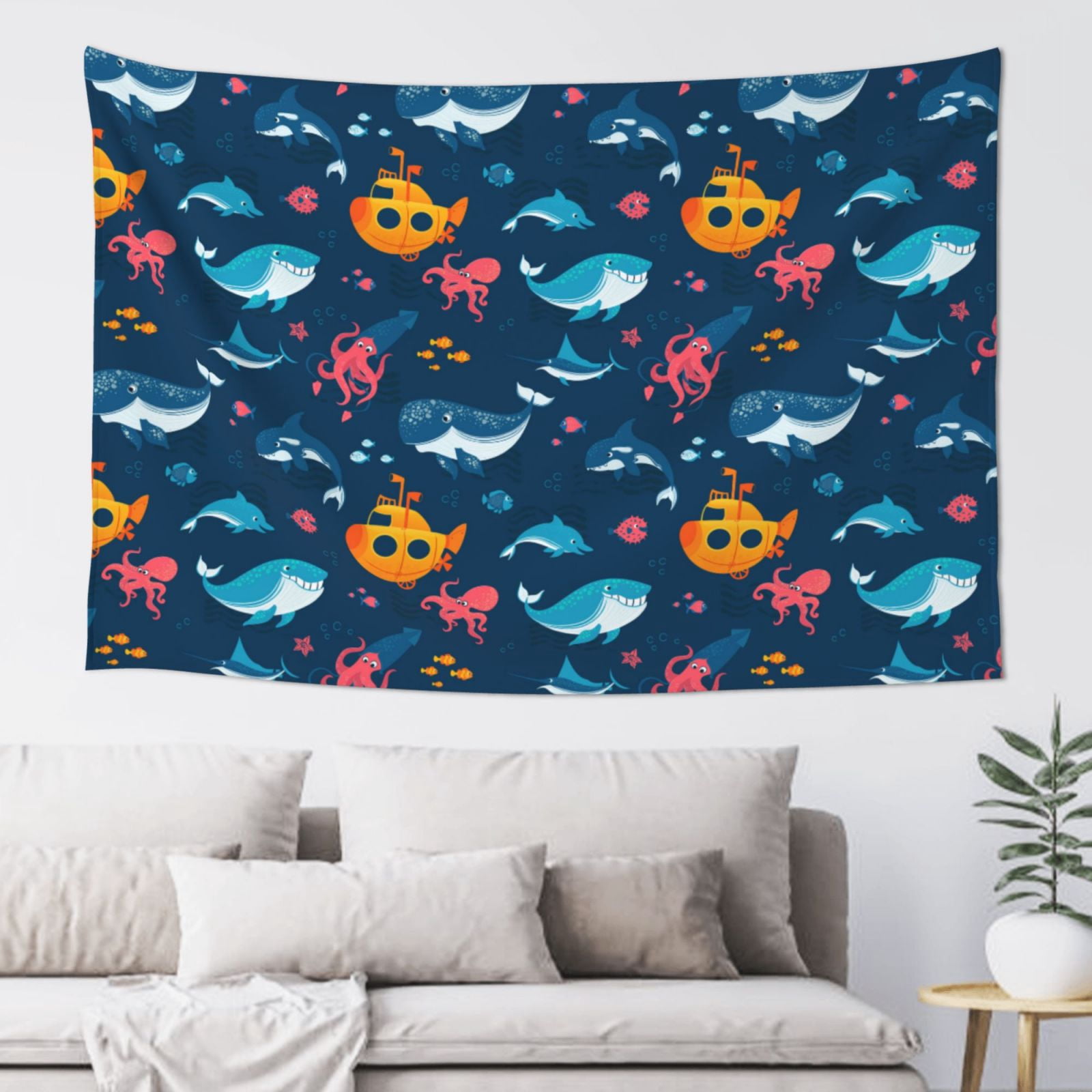 Easygdp Ocean Floor Animals Tapestry Wall Hanging, Wall Tapestries for ...
