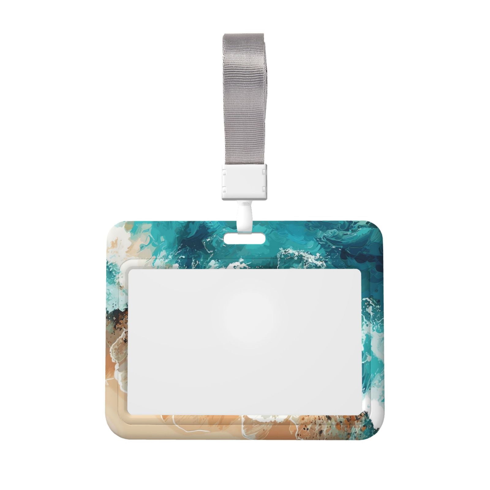 Easygdp Ocean Wave Crash Card Badge Holder Work Badge Sleeve for Office ...