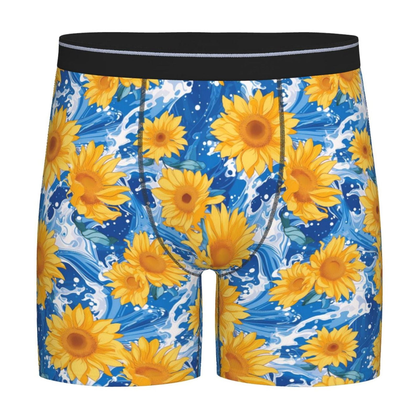 Easygdp Ocean Wave Sunflower Men's Boxer Briefs Men’s Underwear Boxer ...