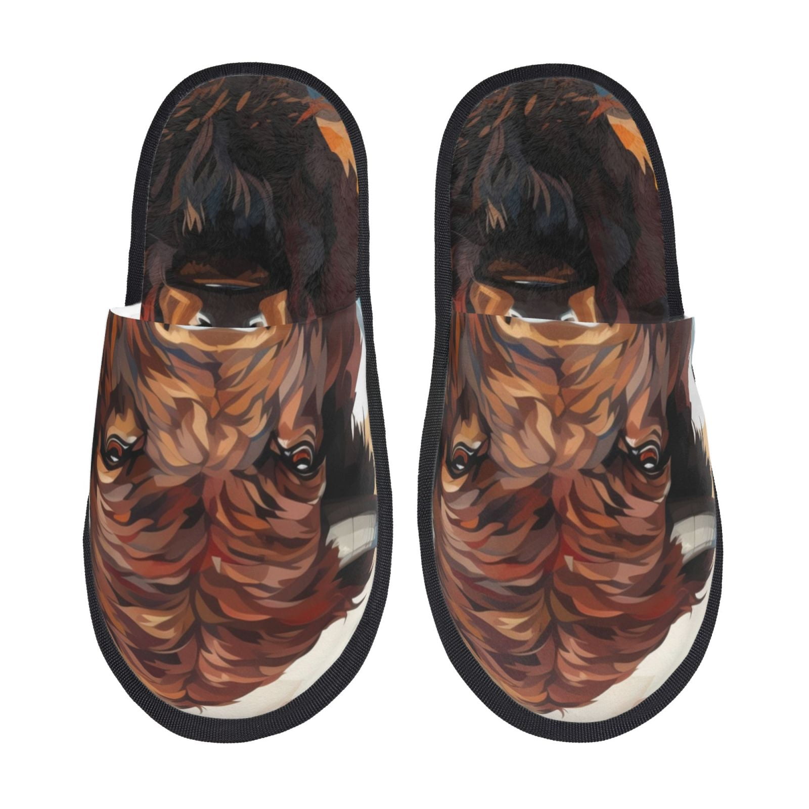 Easygdp Oil Painting Style Iceberg Yak Slippers Fuzzy House Slippers ...