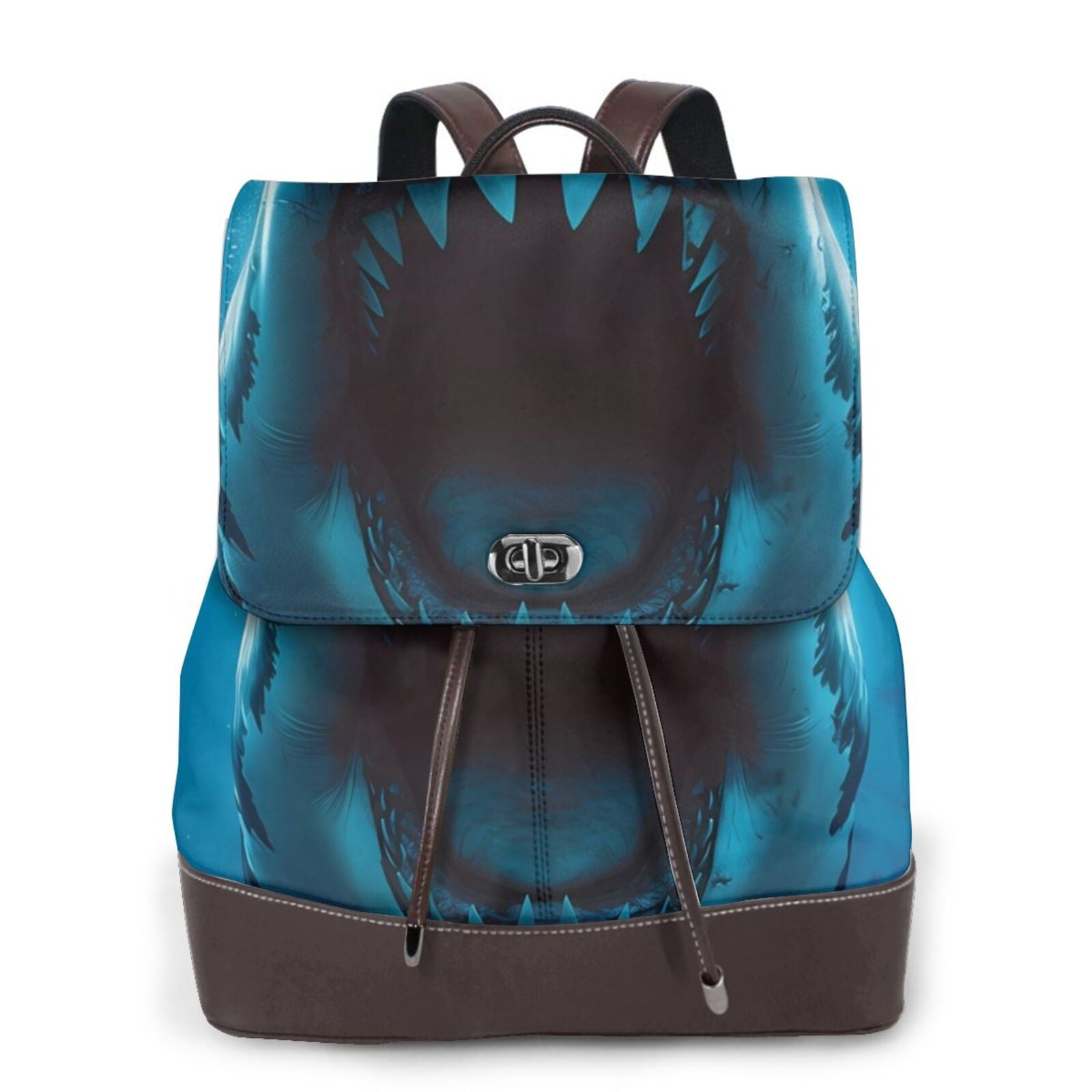 Easygdp Open-Mouthed Shark Leather Backpack Purse Ladies Shoulder Bag ...