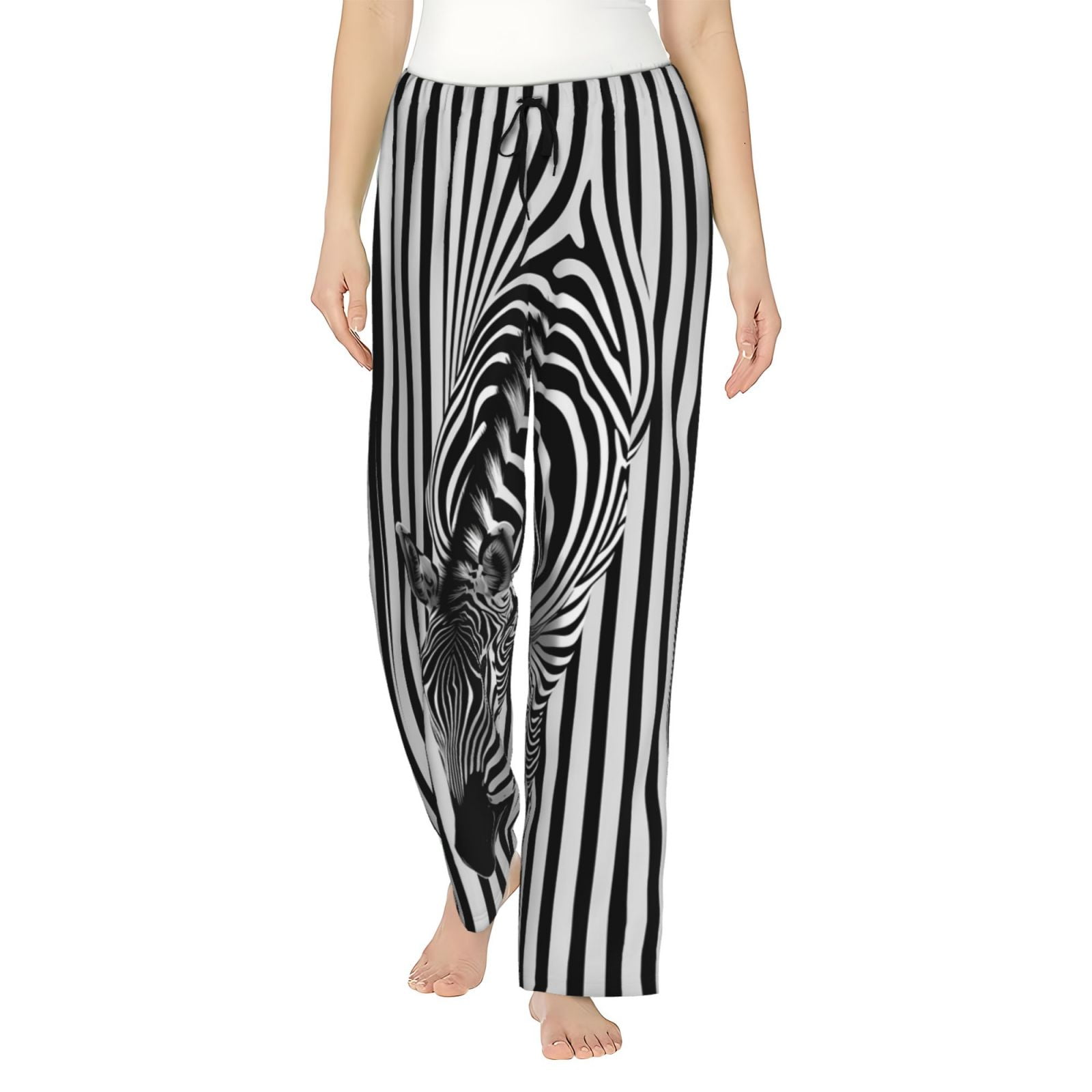 Easygdp Optical Zebra Illusion Women's Drawstring Pajama Pants | Lounge ...