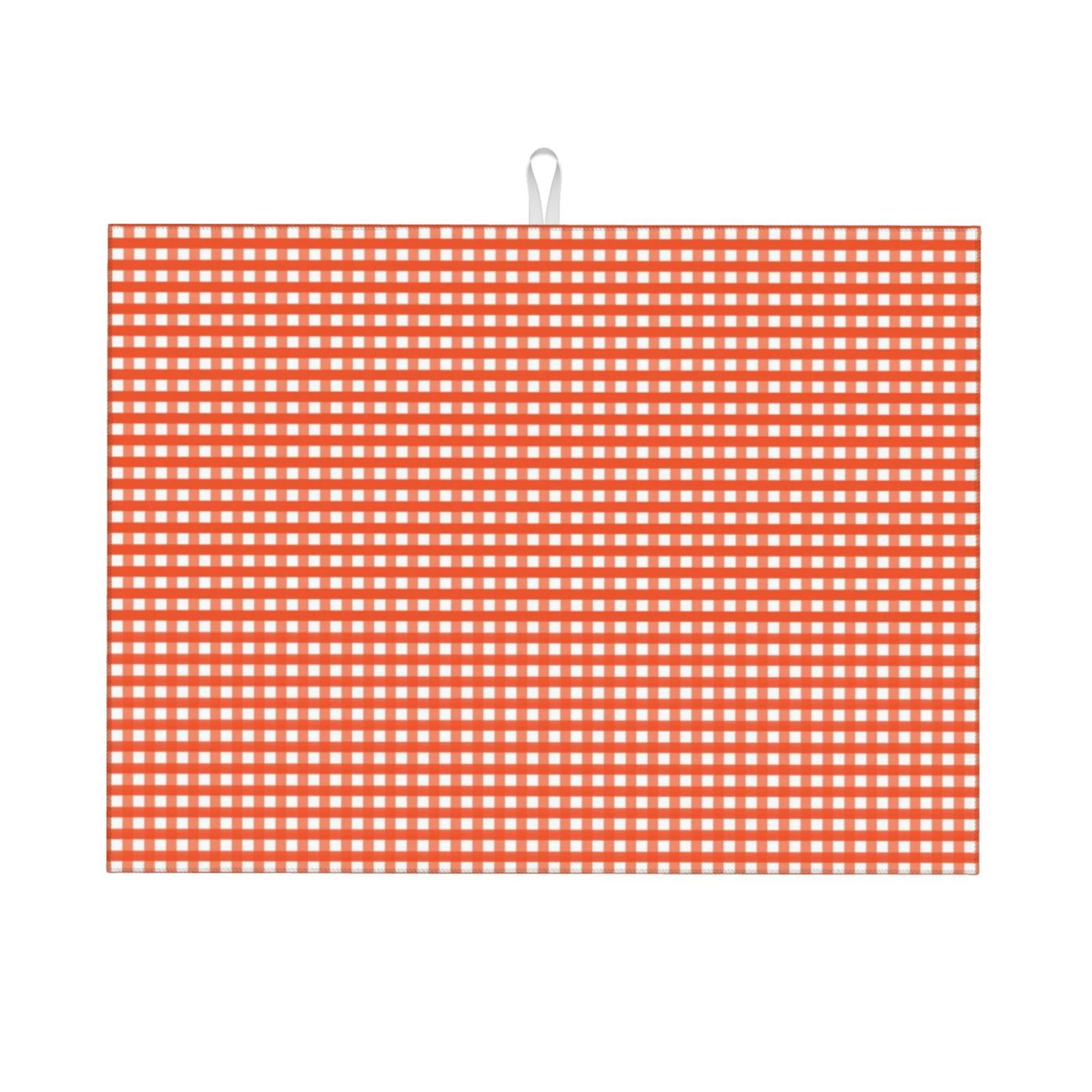 Easygdp Orange Gingham Microfiber Absorbent Dish Drying Pad,Kitchen ...