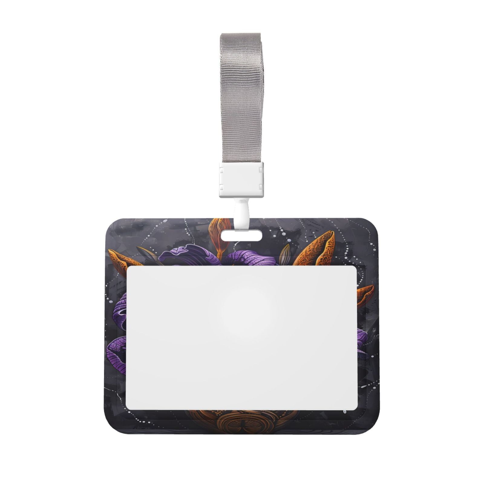 Easygdp Ornate Purple Floral Vase Card Badge Holder Work Badge Sleeve ...