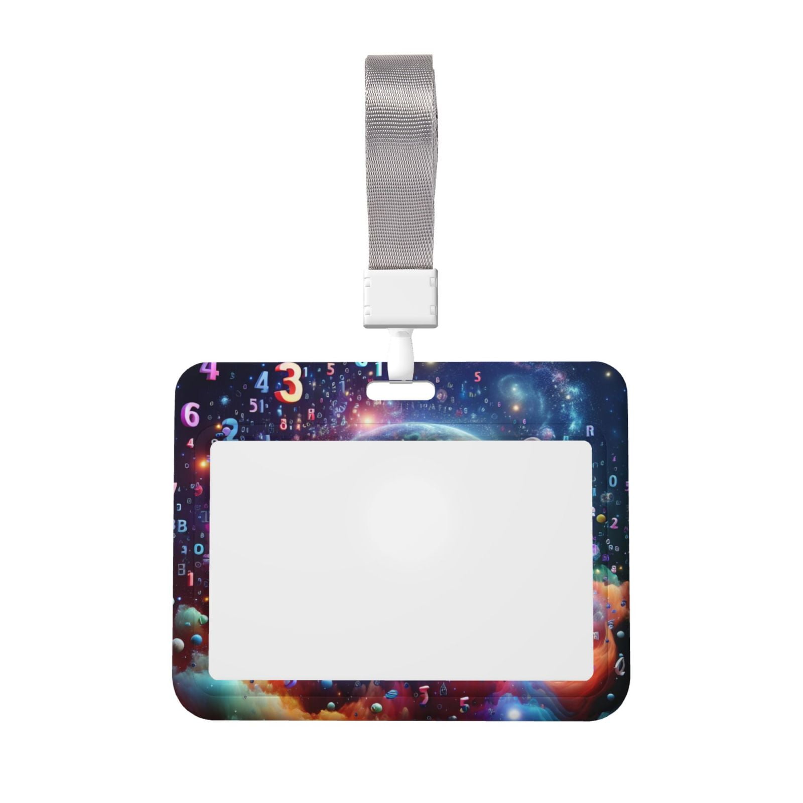 Easygdp Outer Space Floating Numbers And Letters Card Badge Holder Work ...