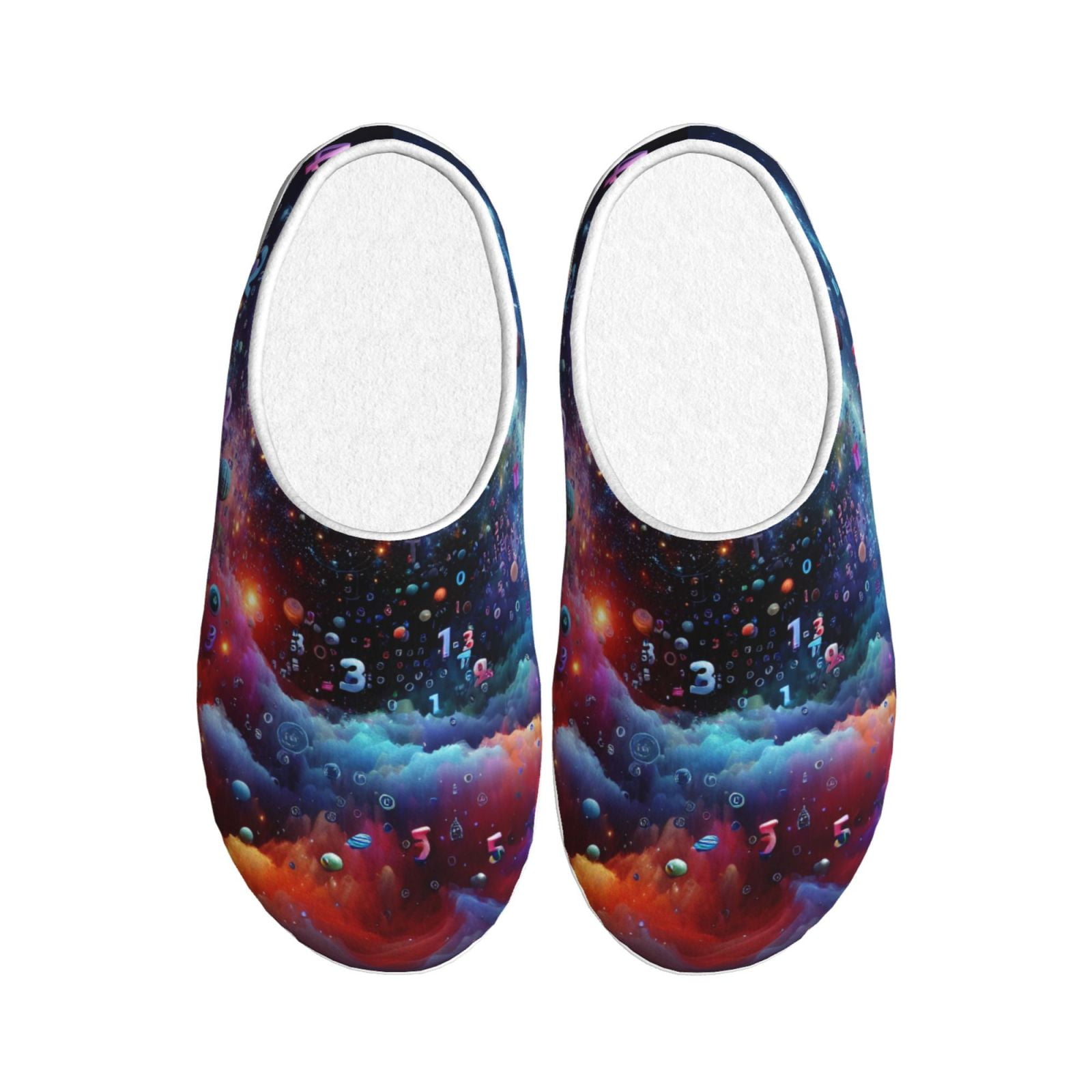 Easygdp Outer Space Floating Numbers And Letters Slippers for Women ...