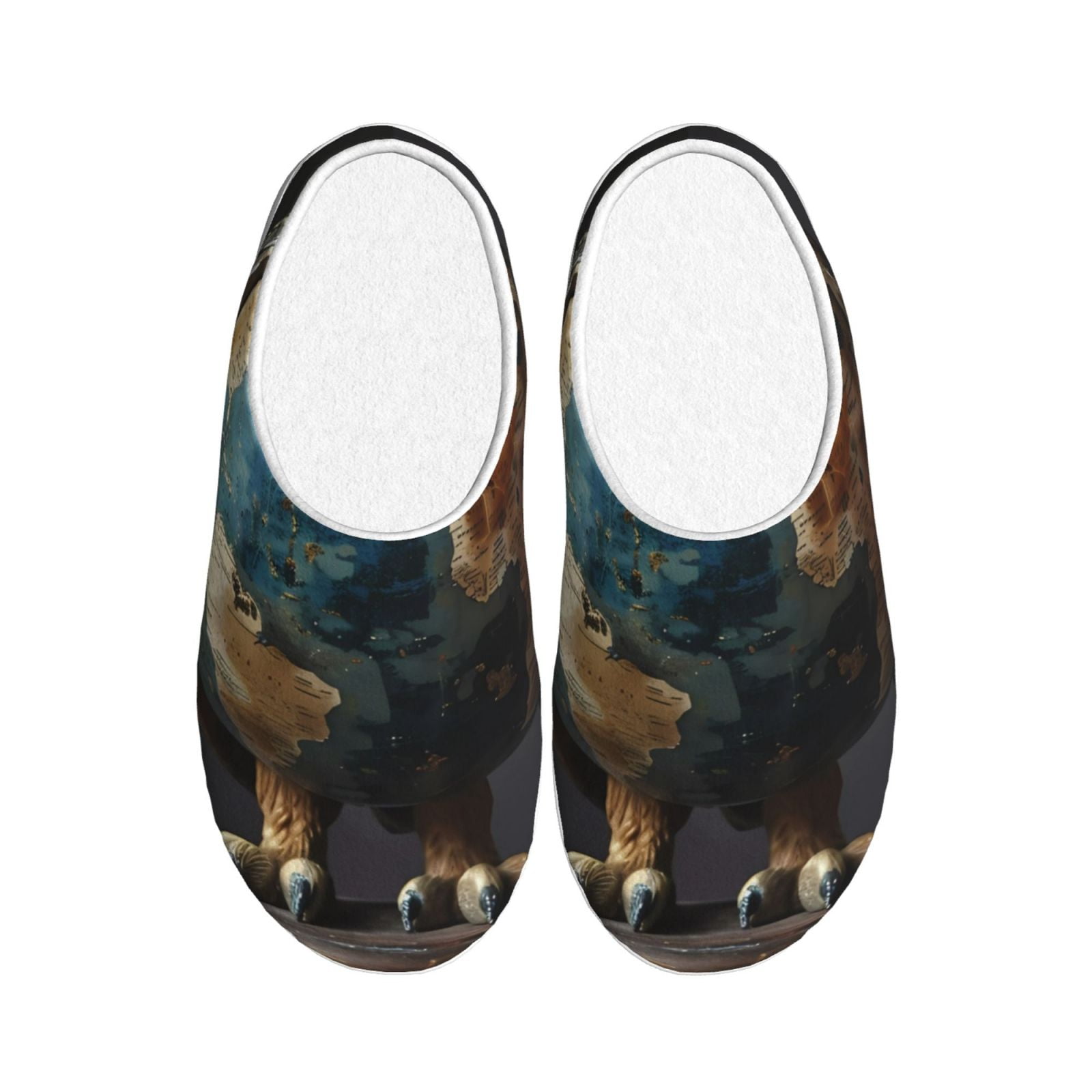 Easygdp Owl Globe Sculpture Slippers for Women Mens Winter Warm Home ...