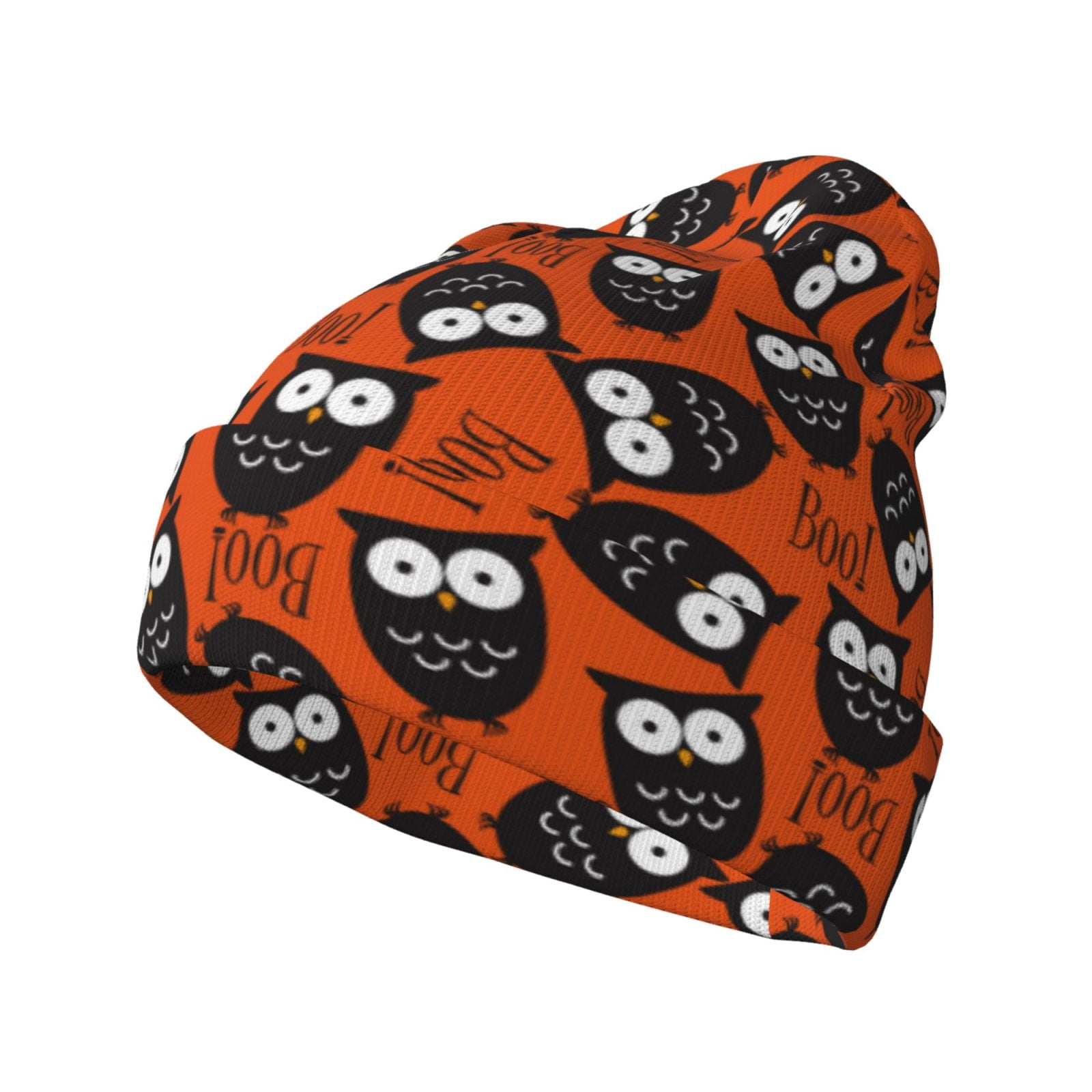 Easygdp Owls And Boo Winter Beanie for Men Women Beanie Knit Hat Cuffed ...