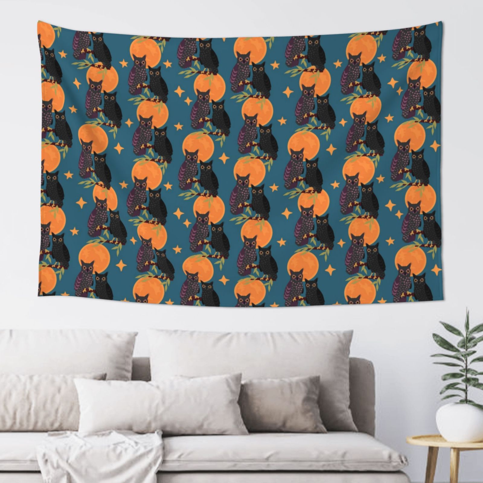 Easygdp Owls In Cartoon Style Tapestry Wall Hanging, Wall Tapestries ...