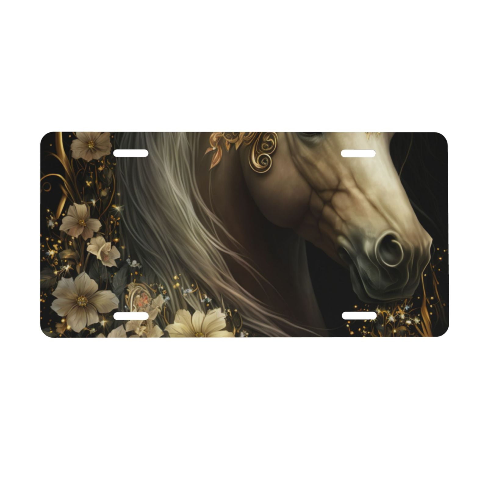 Easygdp Palatial Gold Pattern Horse License Plate Car Front License ...