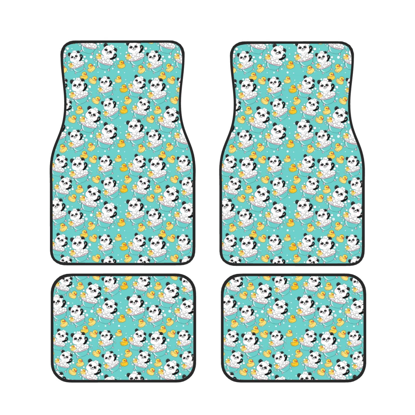 Easygdp Panda Bathing In The Bath Car Foot Mat Set of 4 Pieces, Anti ...