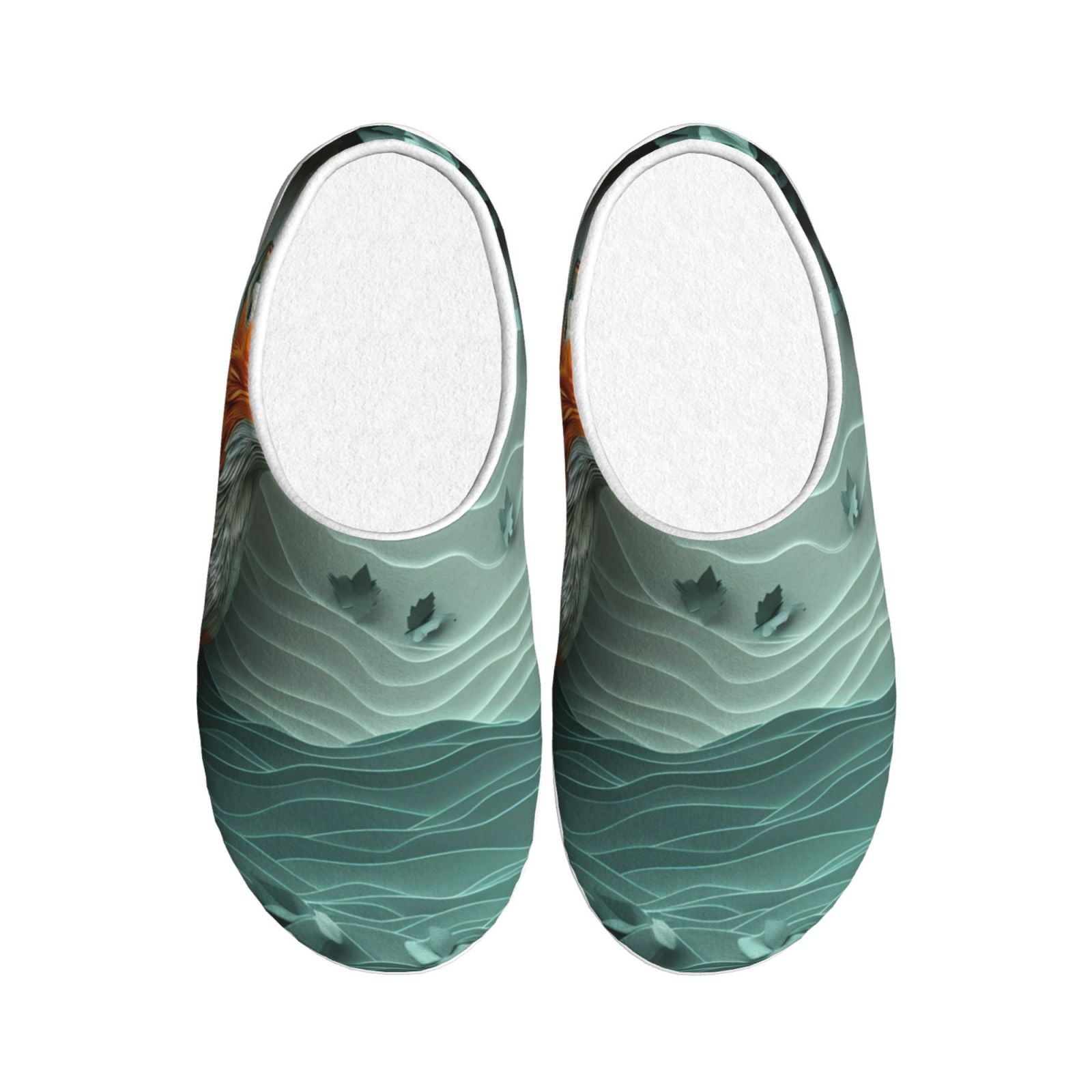 Easygdp Paper Fox Crow Fantasy Slippers for Women Mens Winter Warm Home ...