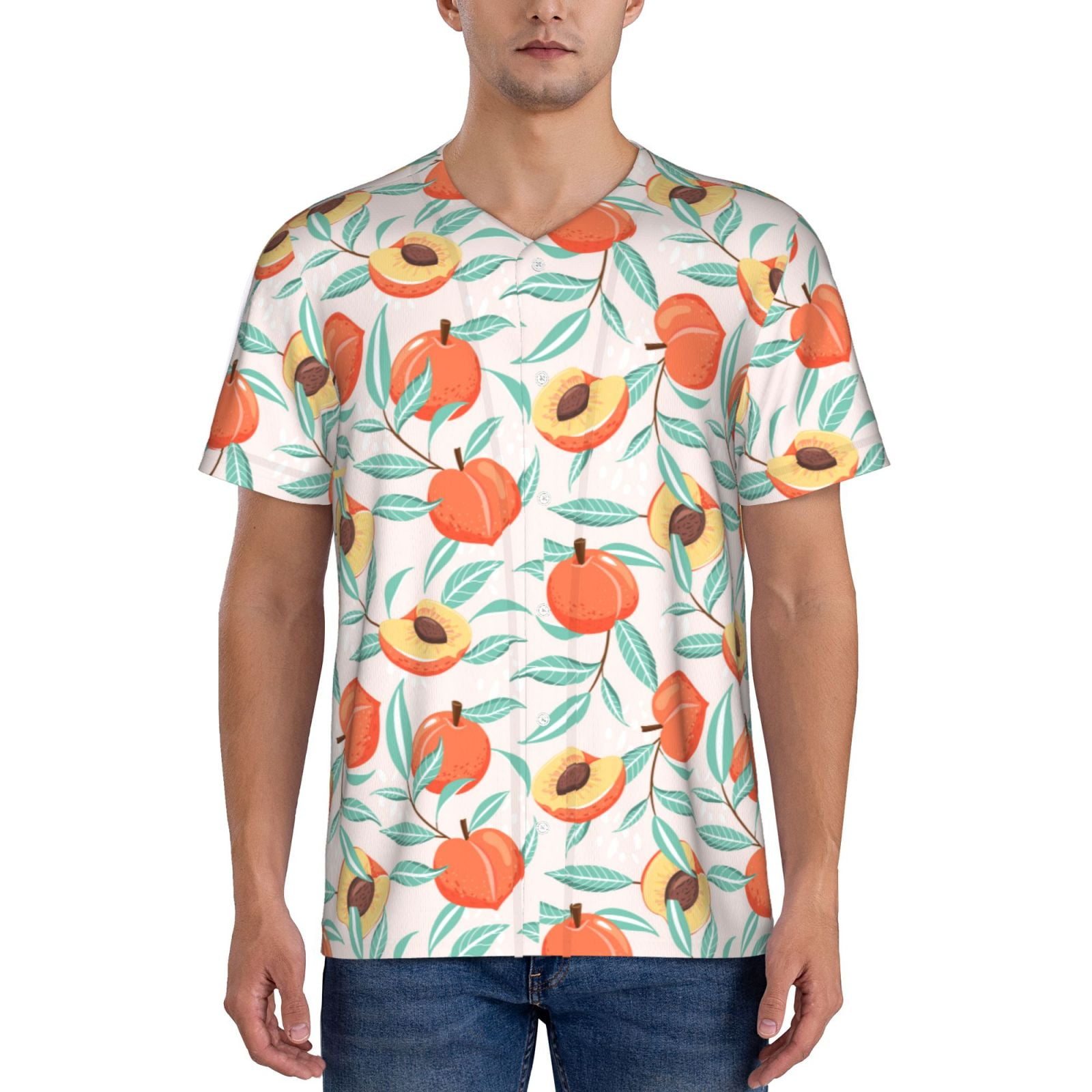 Easygdp Peach Mens T-Shirts Baseball Vintage Fashionable Lightweight ...