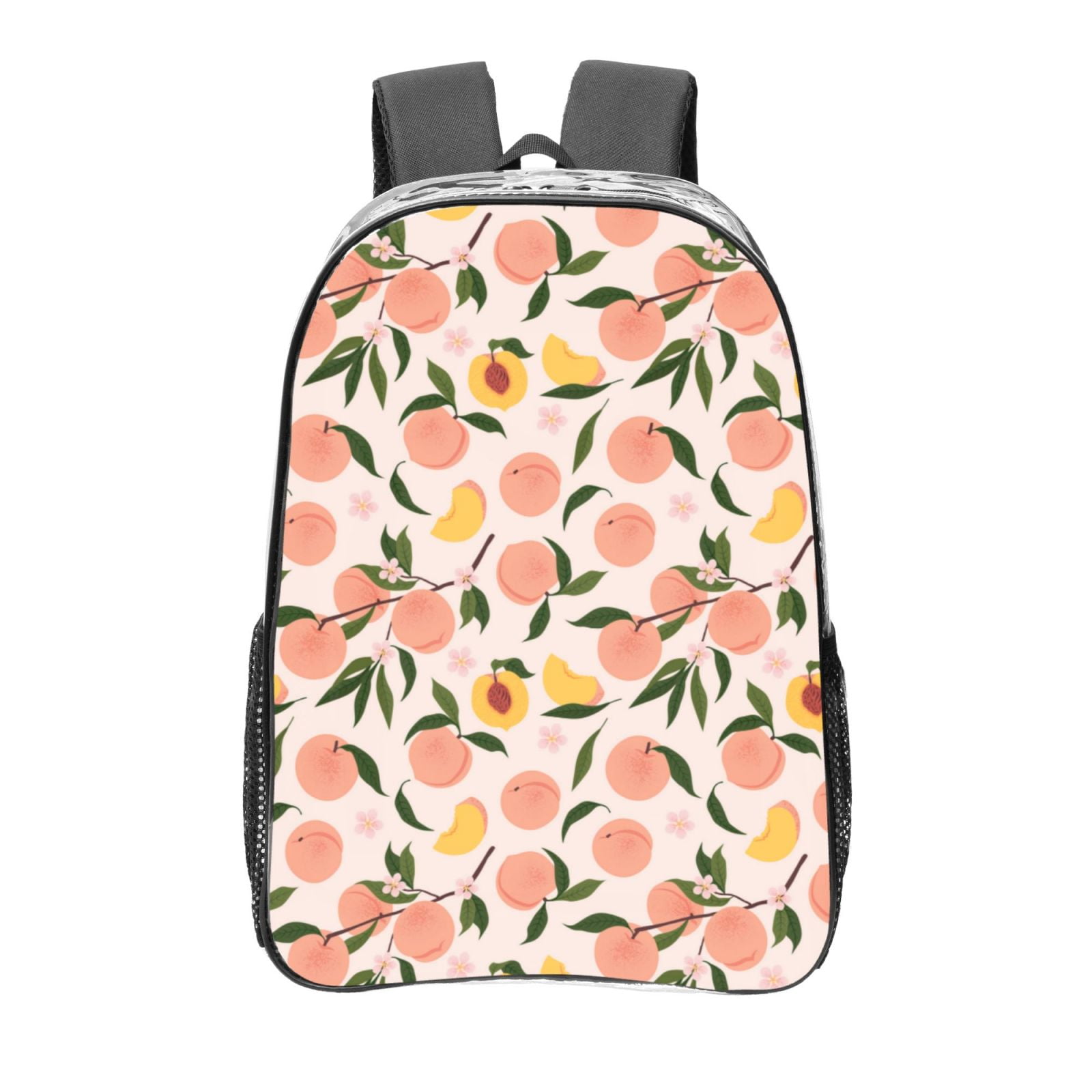 Easygdp Peach With Leaves1 Clear Backpack, Transparent Bookbag for ...