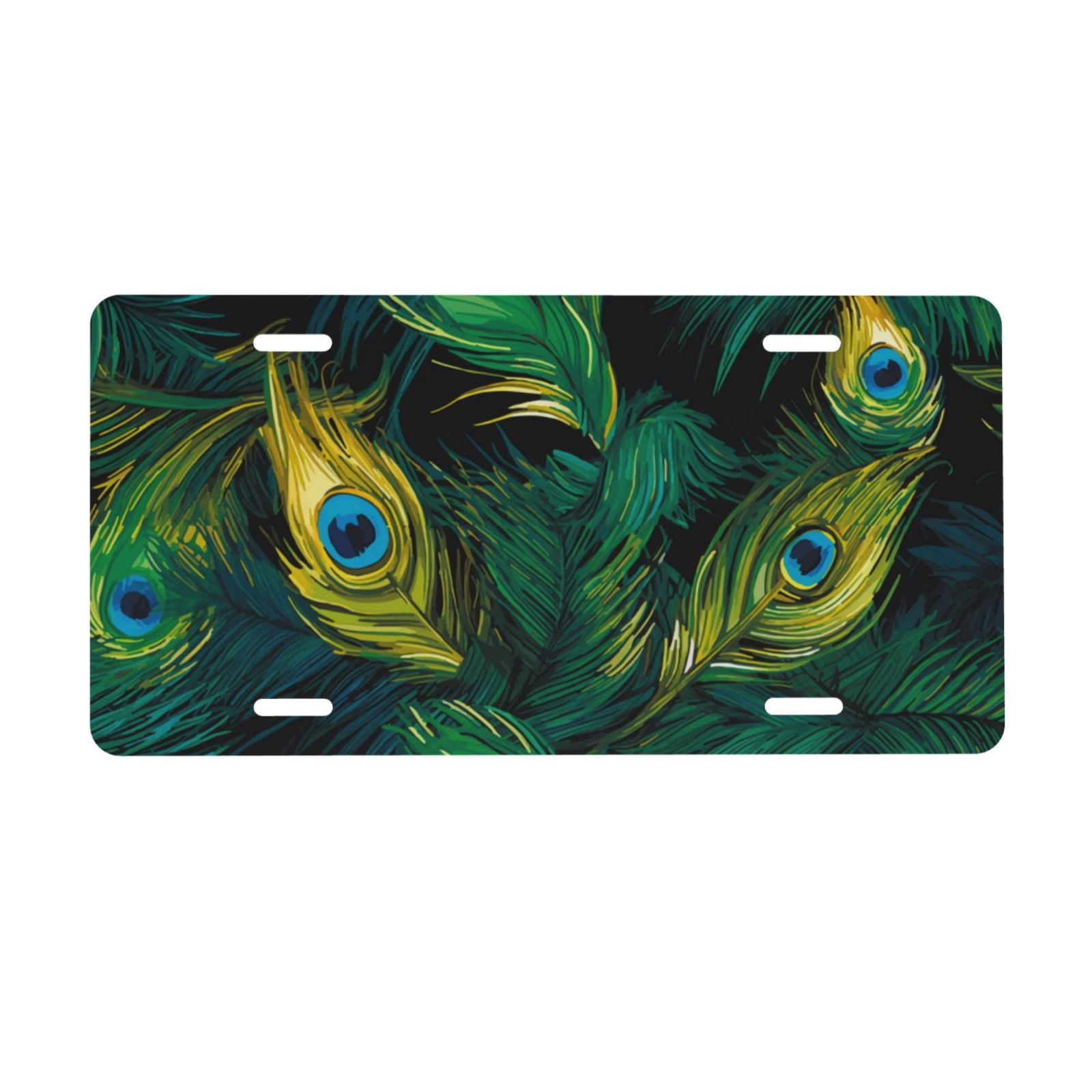 Easygdp Peacock Feathers2 License Plate Car Front License Plate Car ...