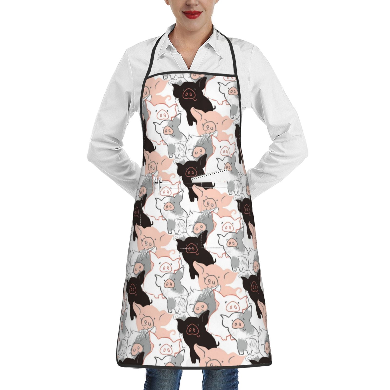Easygdp Pigs Apron Waterdrop Resistant with 2 Pockets,Oil Resistant ...