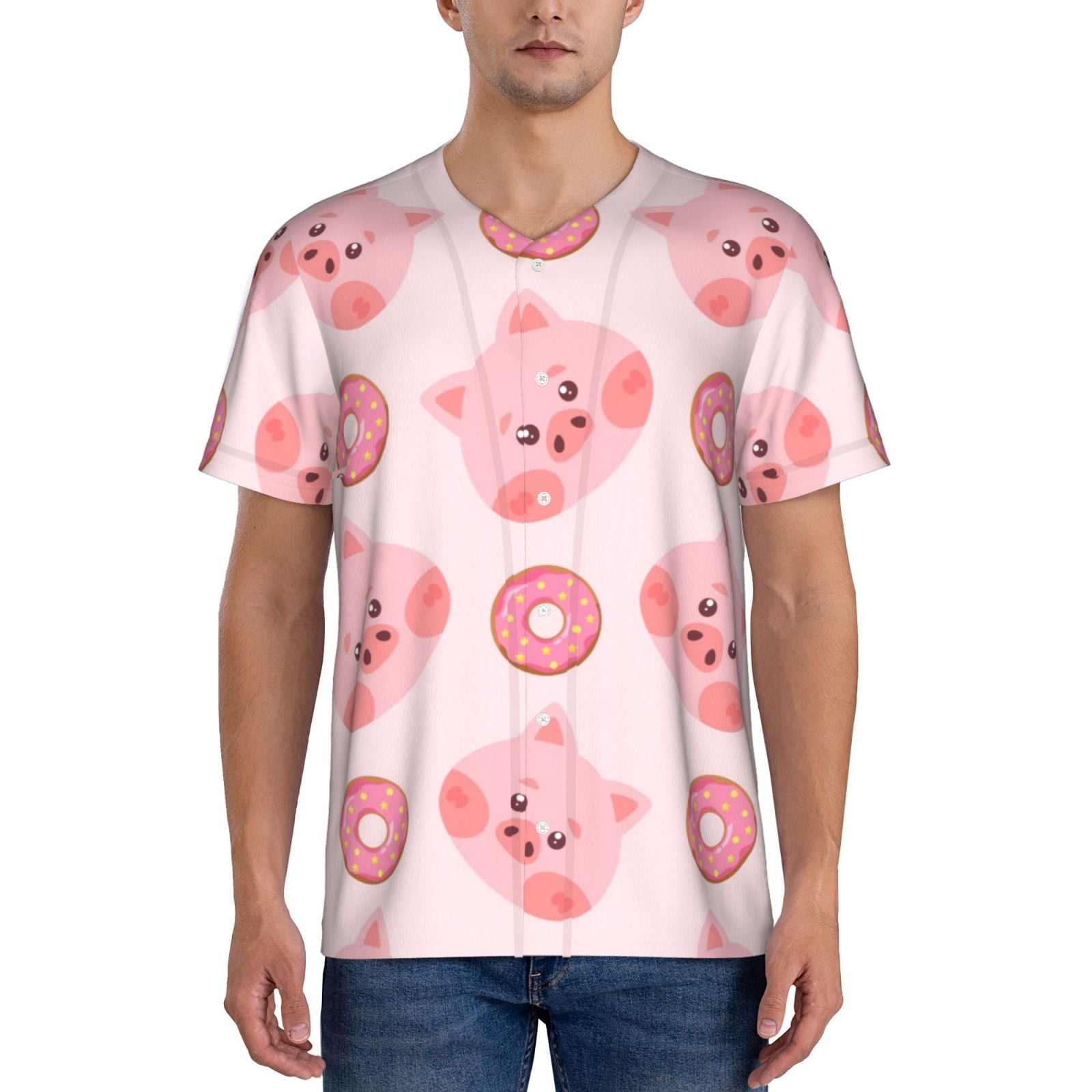 Easygdp Pigs Head And Donuts Mens T-Shirts Baseball Vintage Fashionable ...